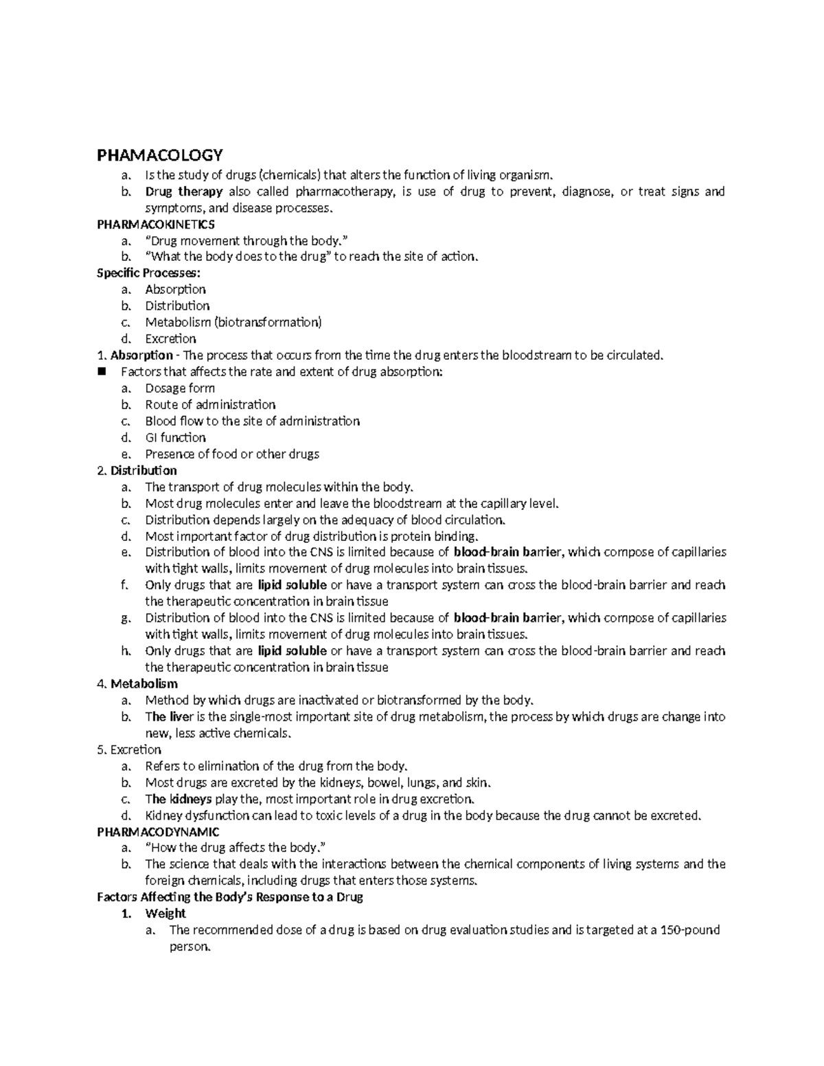 Pharmacology Handouts for NLE: Key Concepts and Drug Classifications ...