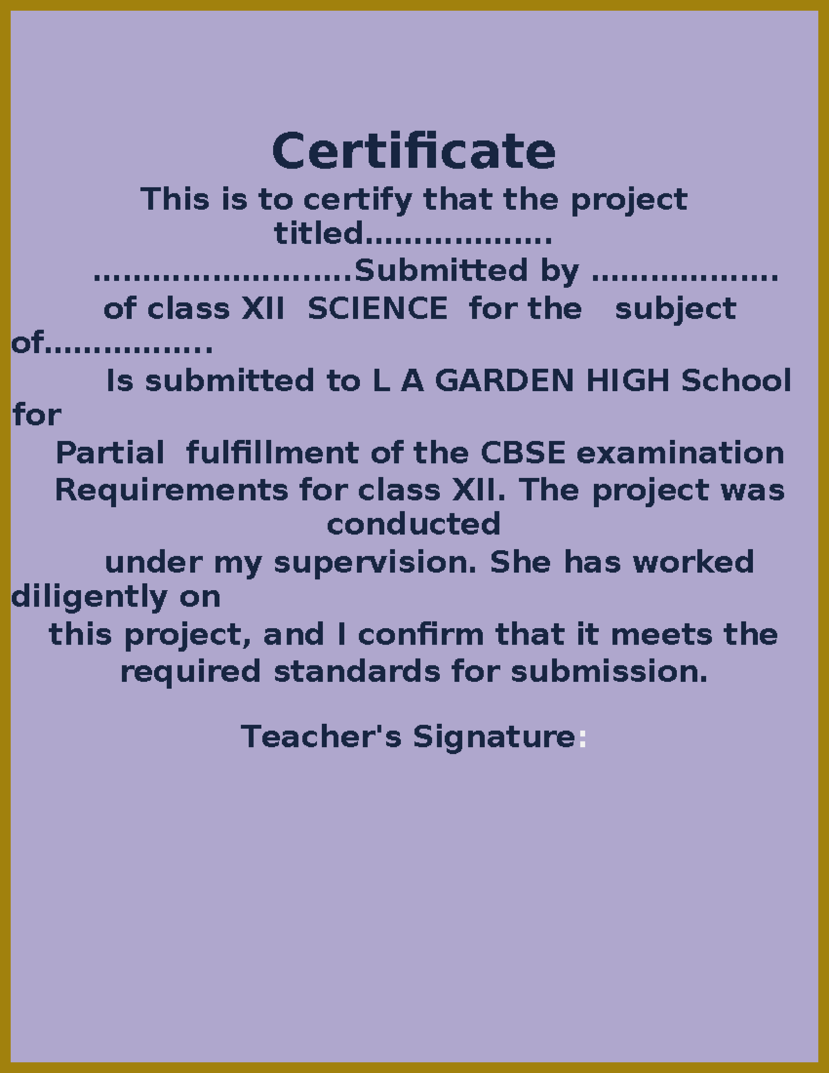 Certificate - All subjects - Certificate This is to certify that the ...