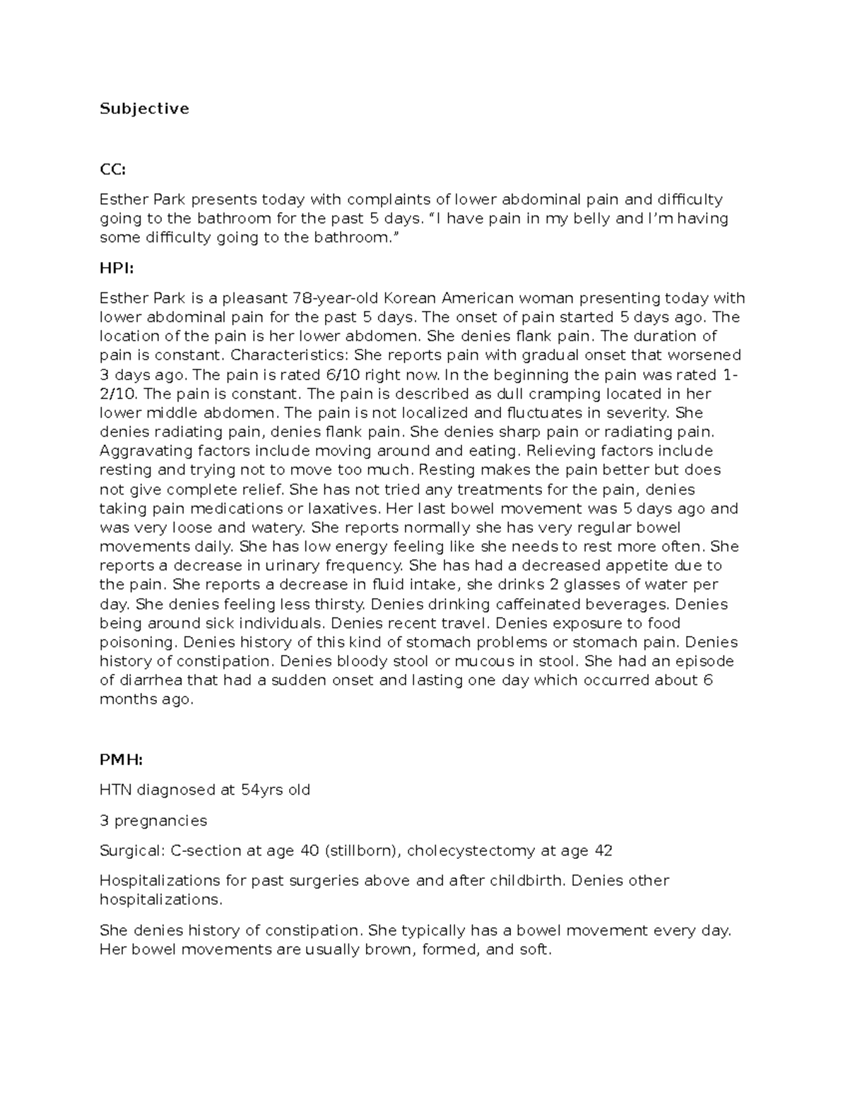 11. Focused Exam: Abdominal Pain SOAP Note Analysis - Studocu