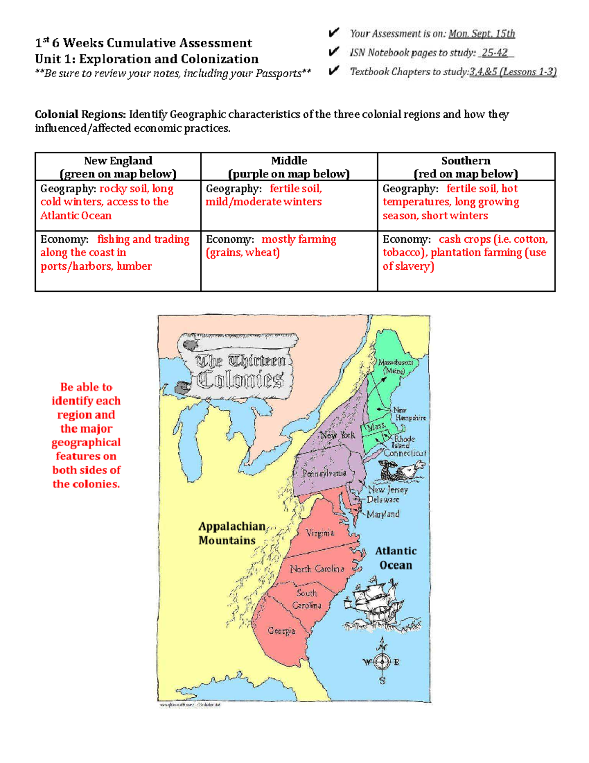 1st 6 Weeks Cumulative Assessment: Unit 1 - Colonization Overview - Studocu