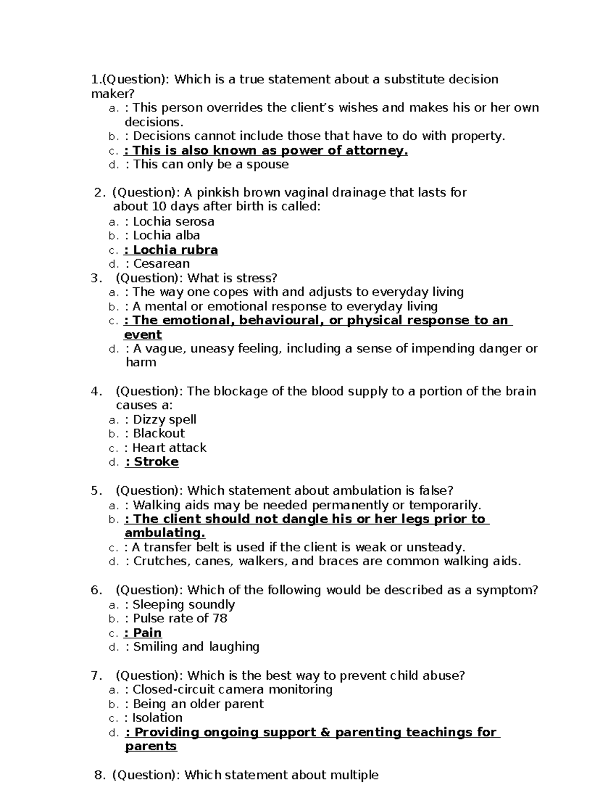 PSW 1 Final Exam Mock Test D: Comprehensive Review Questions - Studocu