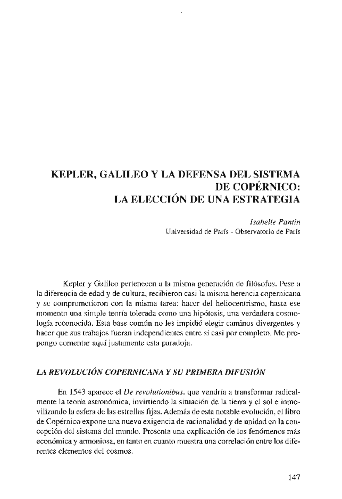 KEPLER Y GALILEO: ESTRATEGIAS EN LA DEFENSA DEL COPERNICANISMO - Studocu
