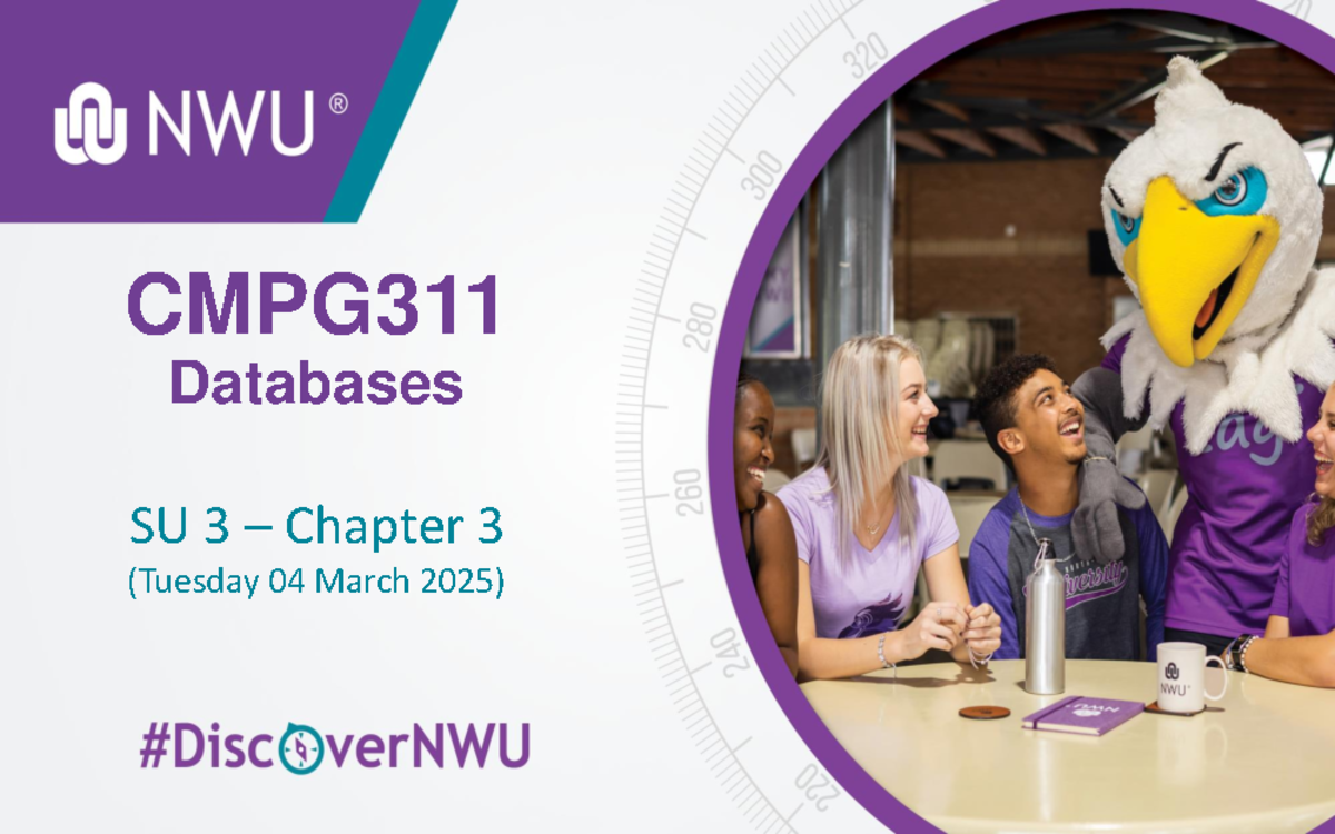 CMPG311 Databases SU3 Chapter 3: Relational DB Model Overview - Studocu