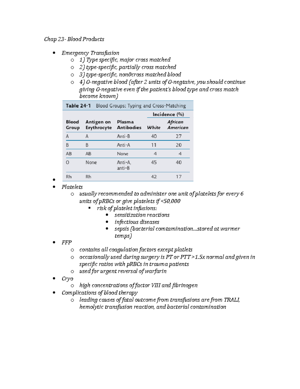 Chap 24- Transfusions - Basics of Anesthesia Book Chapter outline ...