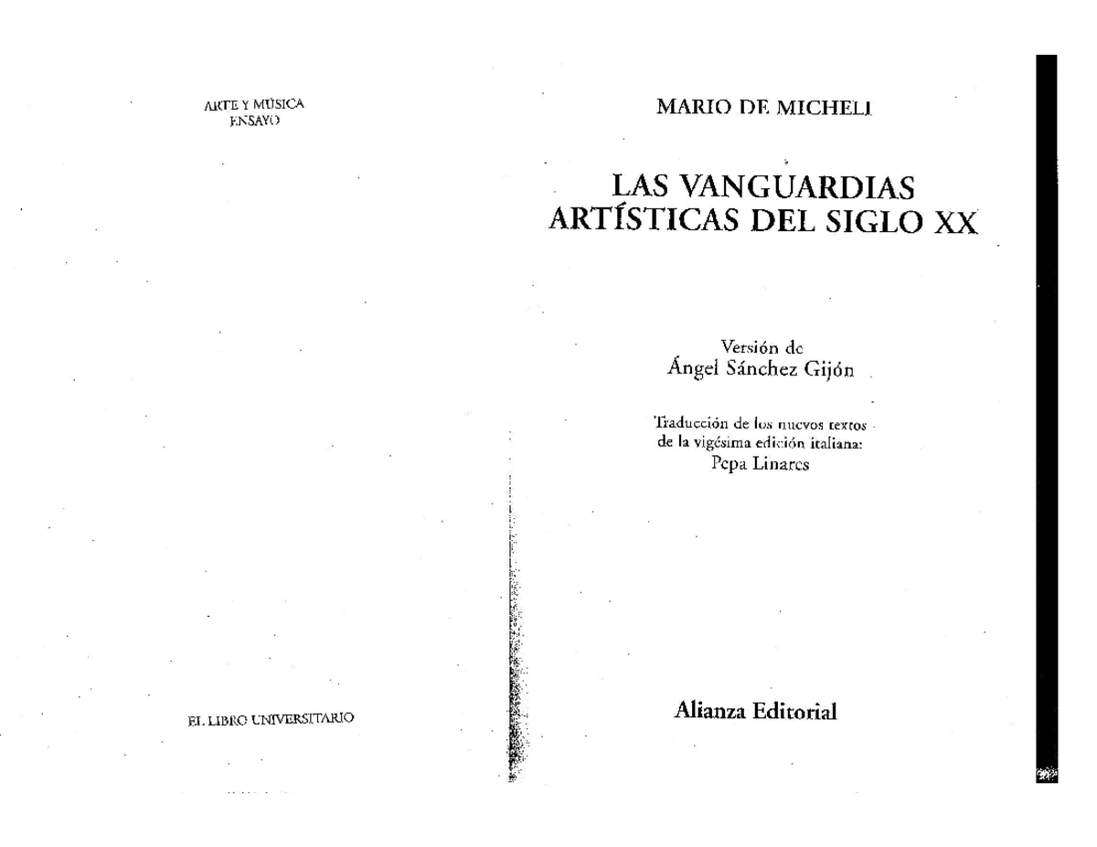 Mario de Micheli: Ensayo sobre las Vanguardias Artísticas del Siglo XX ...