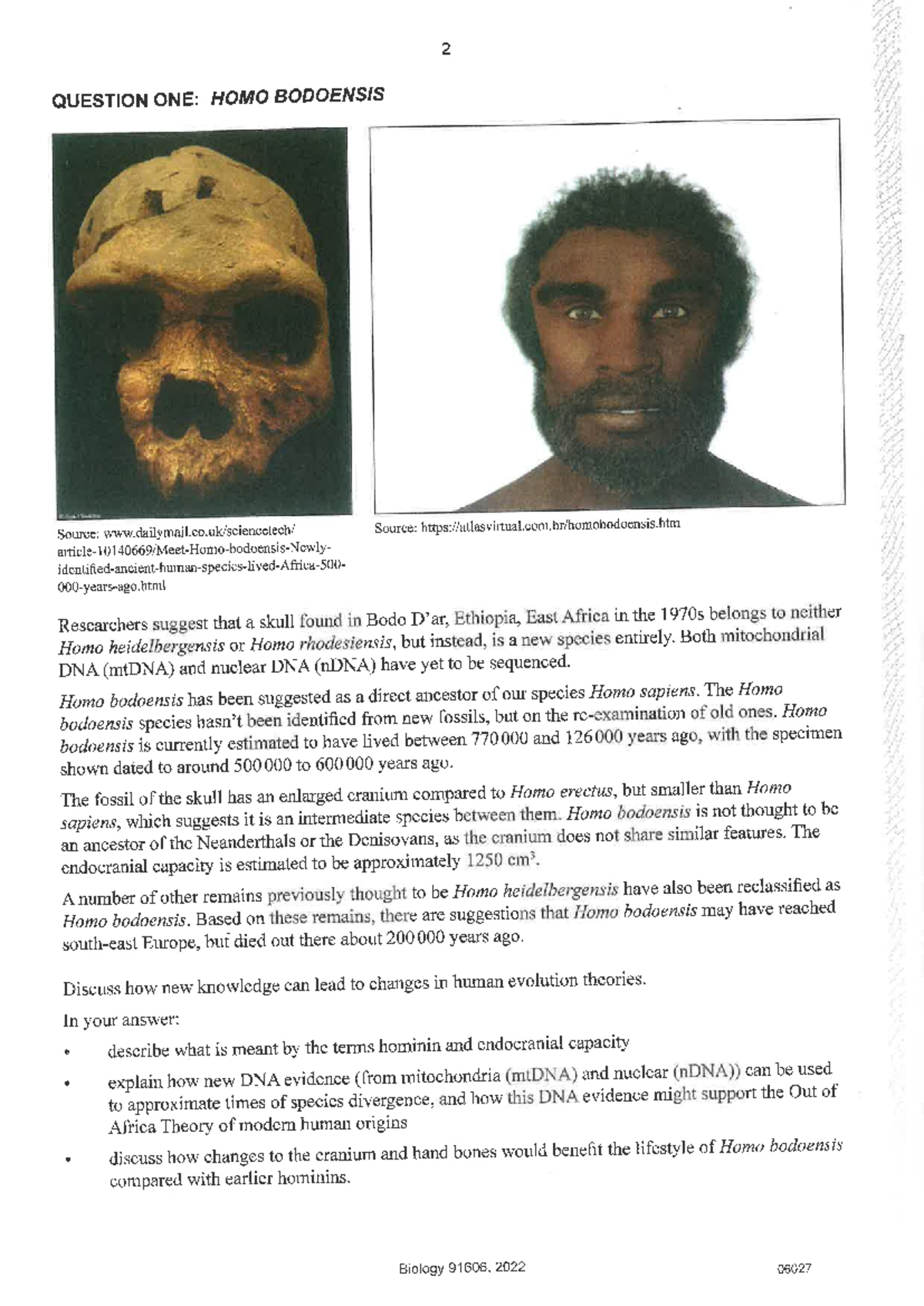 Biology 91606: 2022 Human Evolution Practice Exam Set - Studocu