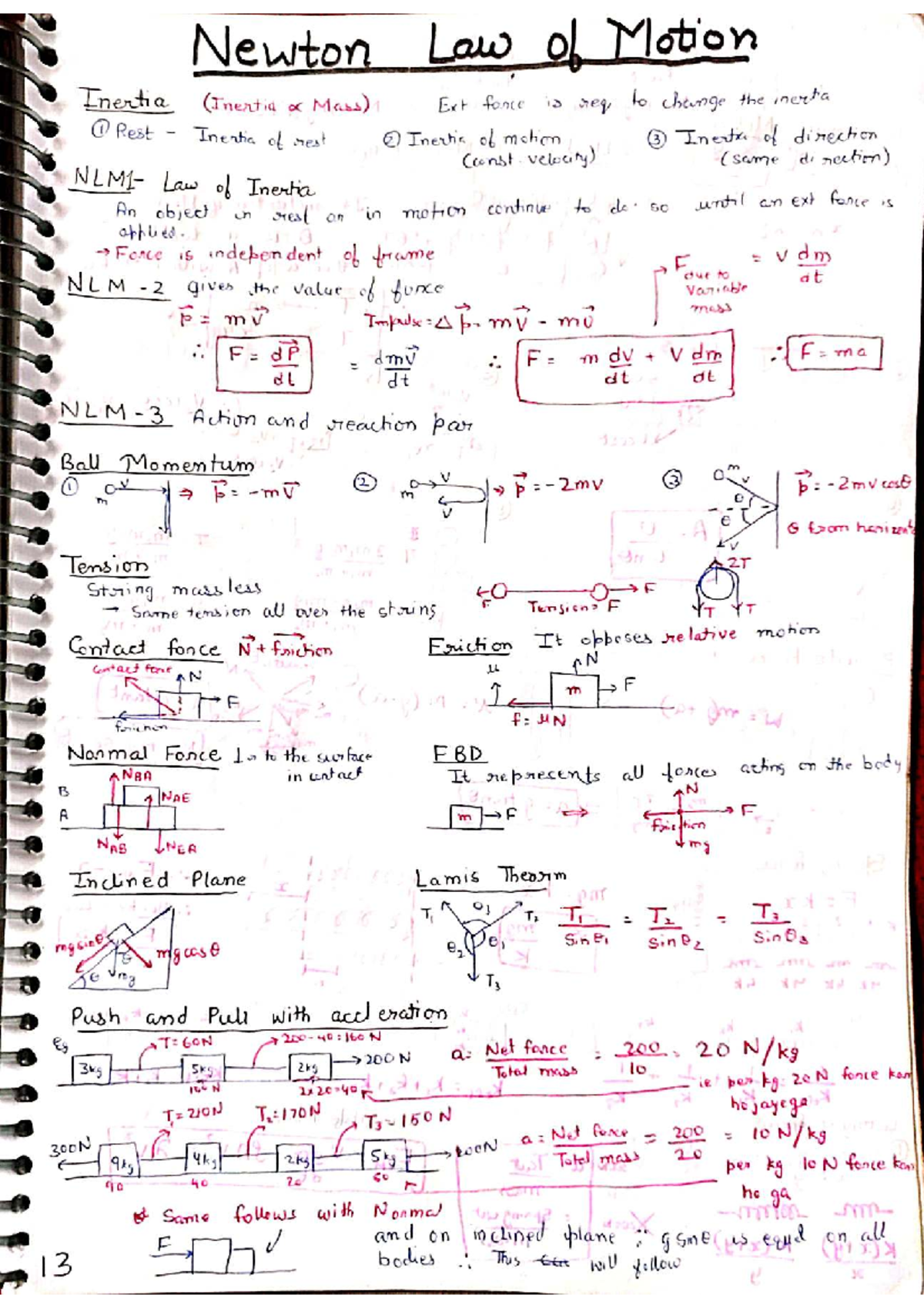 Short Notes on Newton's Laws of Motion (PHYS 101) - Studocu