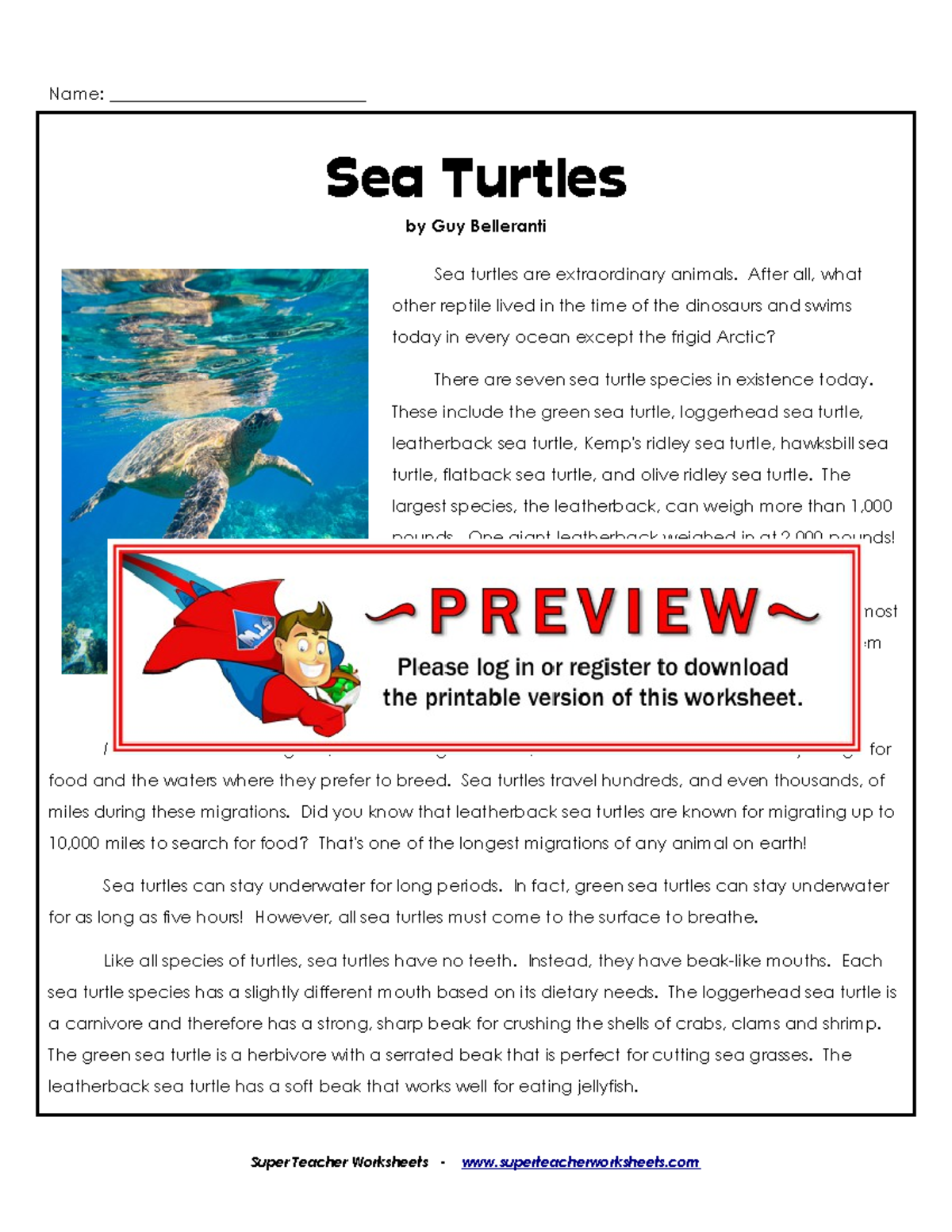 6th-sea-turtles - Modules and worksheets - Name ...