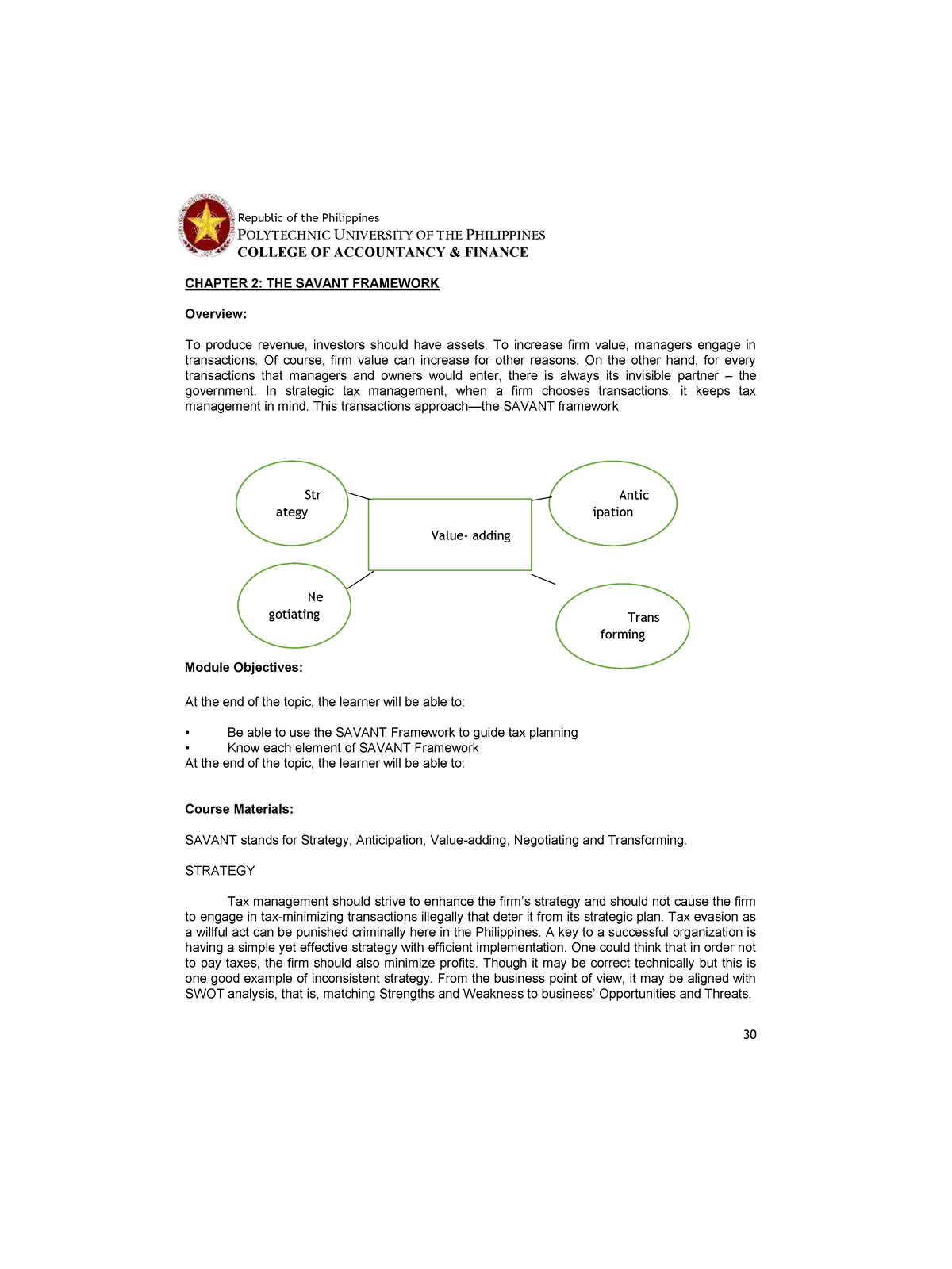 SAVANT Framework in Tax Management - ACCO 2023 Chapter Insights - Studocu