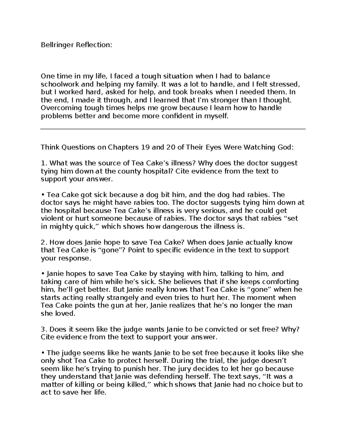 Document - Hola - Bellringer Reflection: One time in my life, I faced a ...
