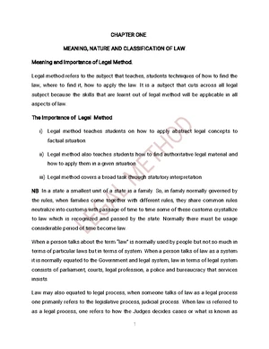 Legal Method Notes-1 - Lecture notes 1-10 - C H A P T E R O N E. M E A ...