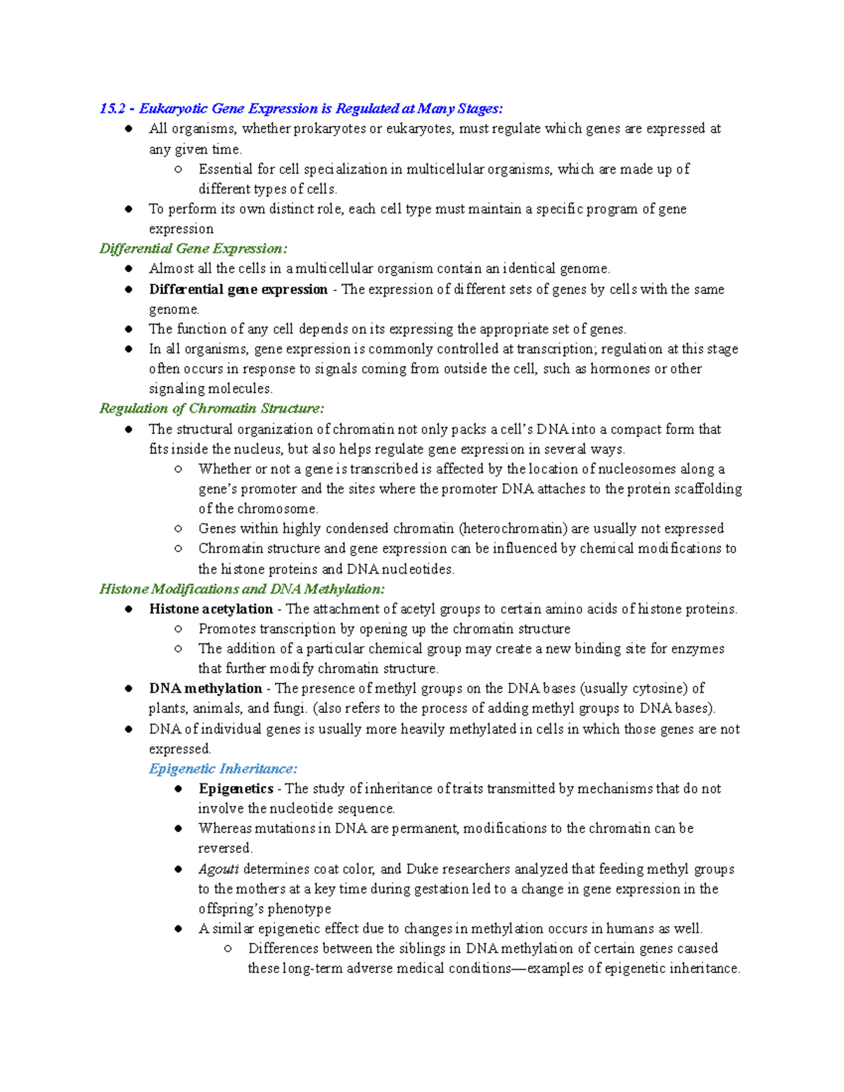 Chapter 15 notes pt. 2 - 15 - Eukaryotic Gene Expression is Regulated ...
