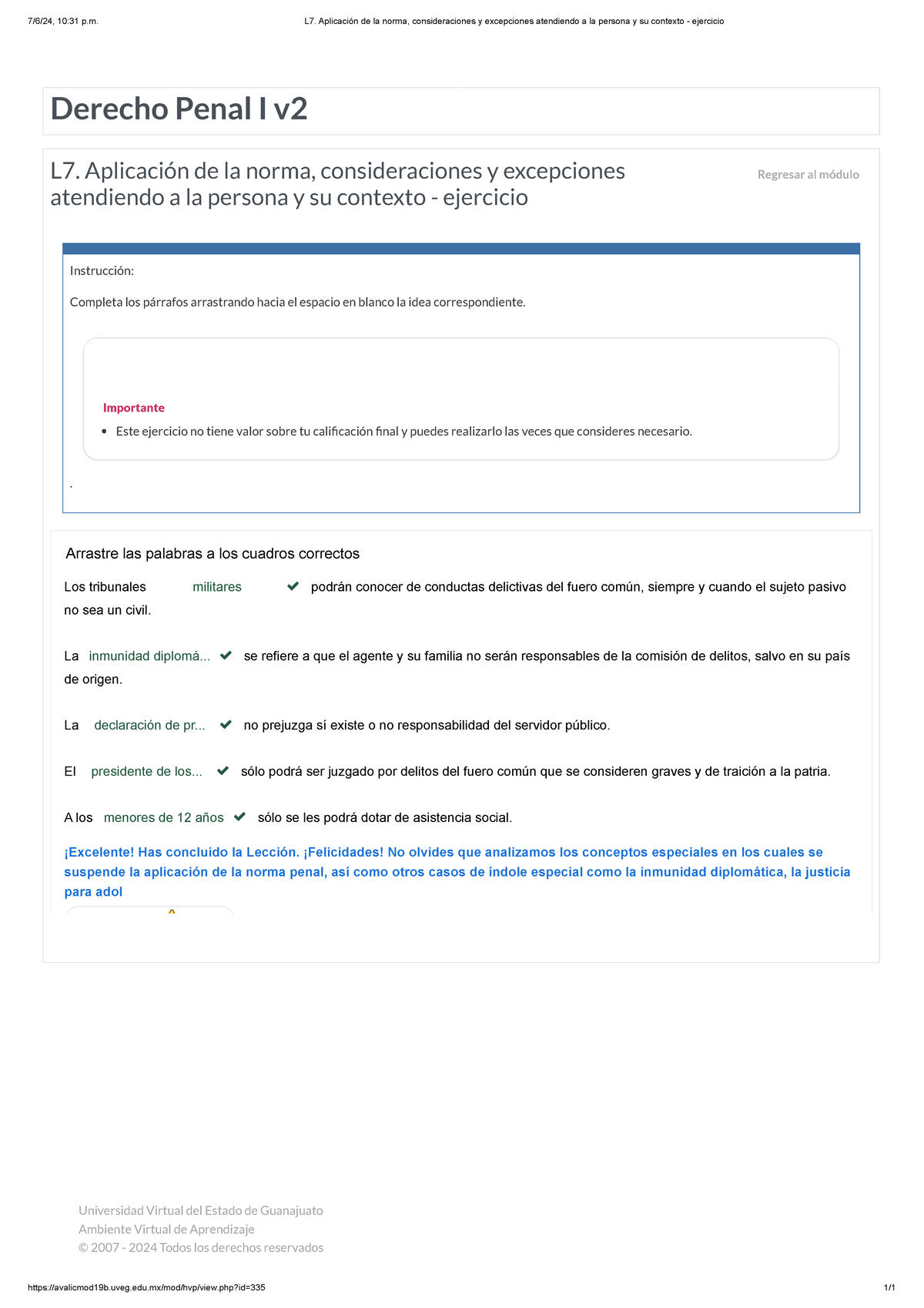 L7. Aplicación de la norma y consideraciones en contexto - Ejercicio - Studocu