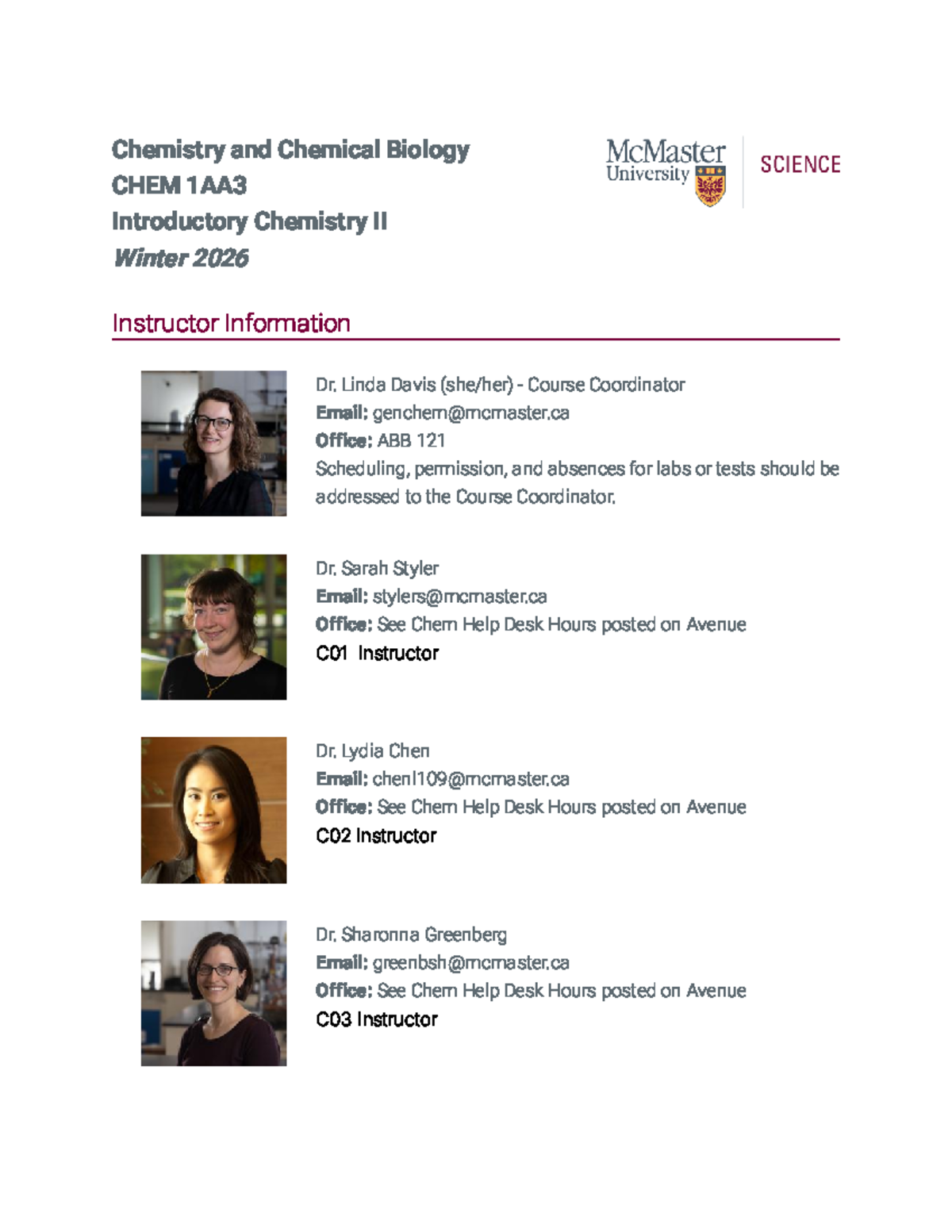 Winter 2026 CHEM 1AA3 Introductory Chemistry II Course Overview - Studocu