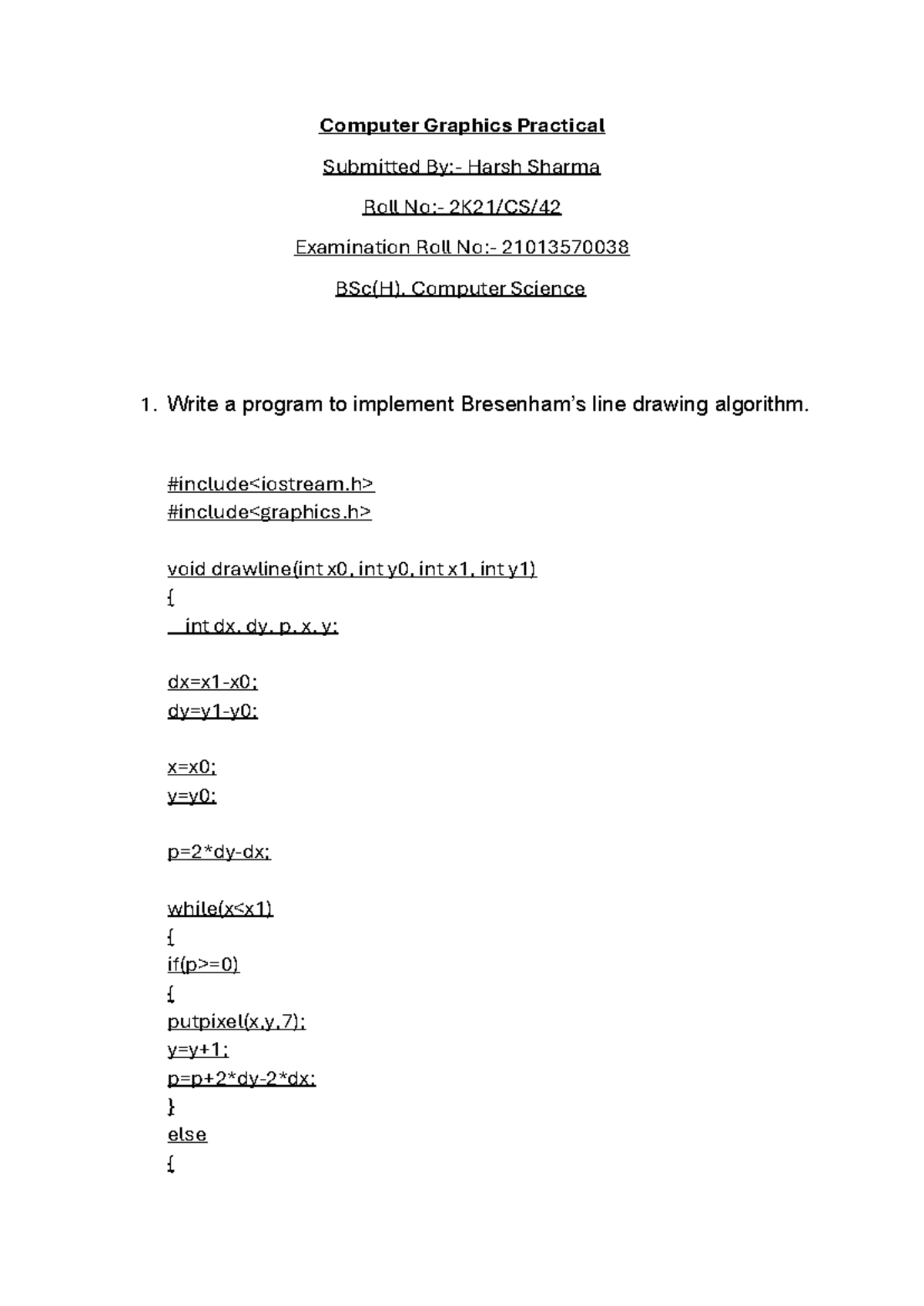 Computer Graphics Practical Lab Report (21013570038) - Studocu