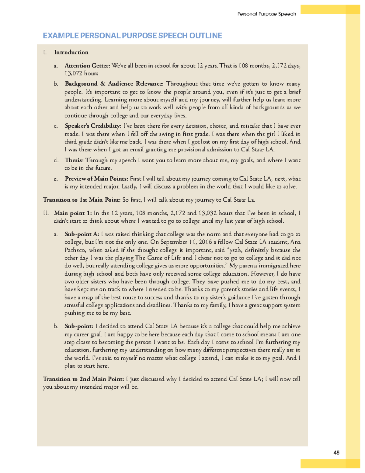 Personal Purpose Speech Outline for PSY 101 Final Presentation - Studocu