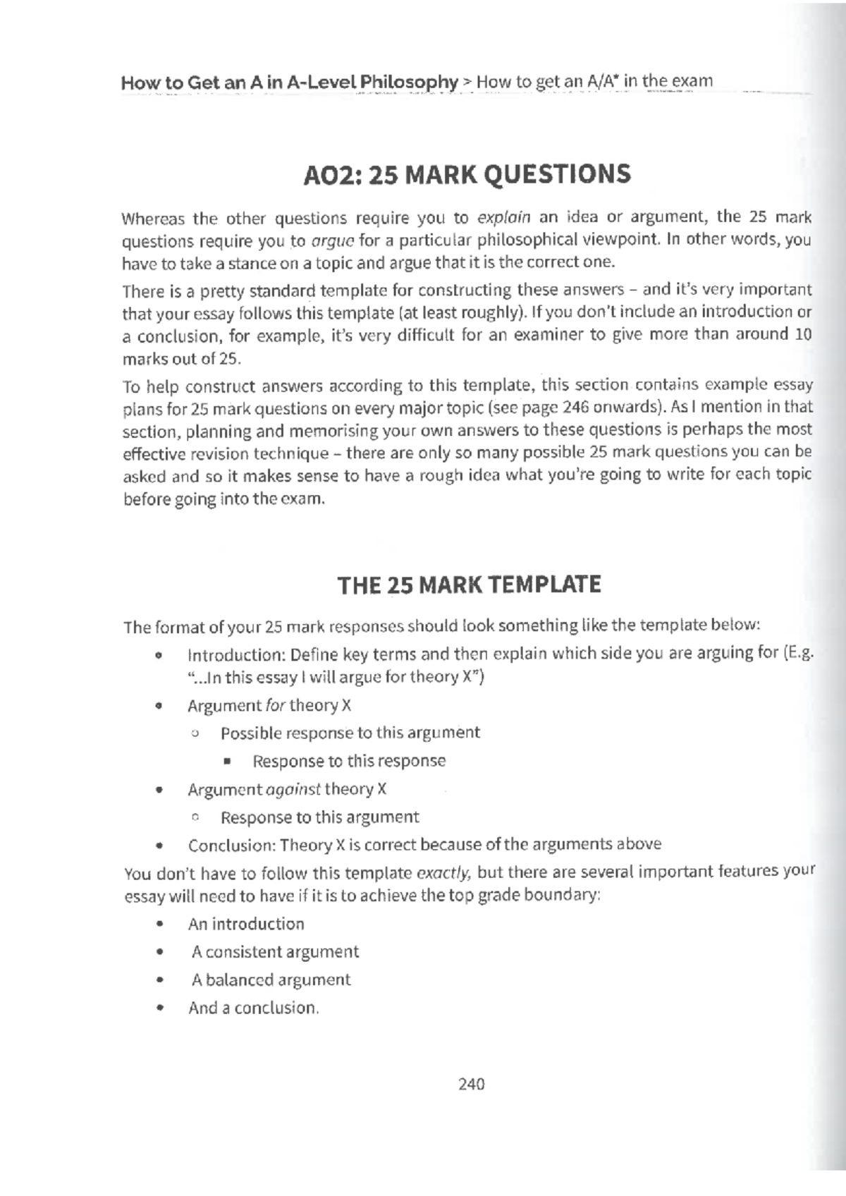 How to Achieve an A* in Philosophy AO2: 25 Mark Questions Exam - Studocu