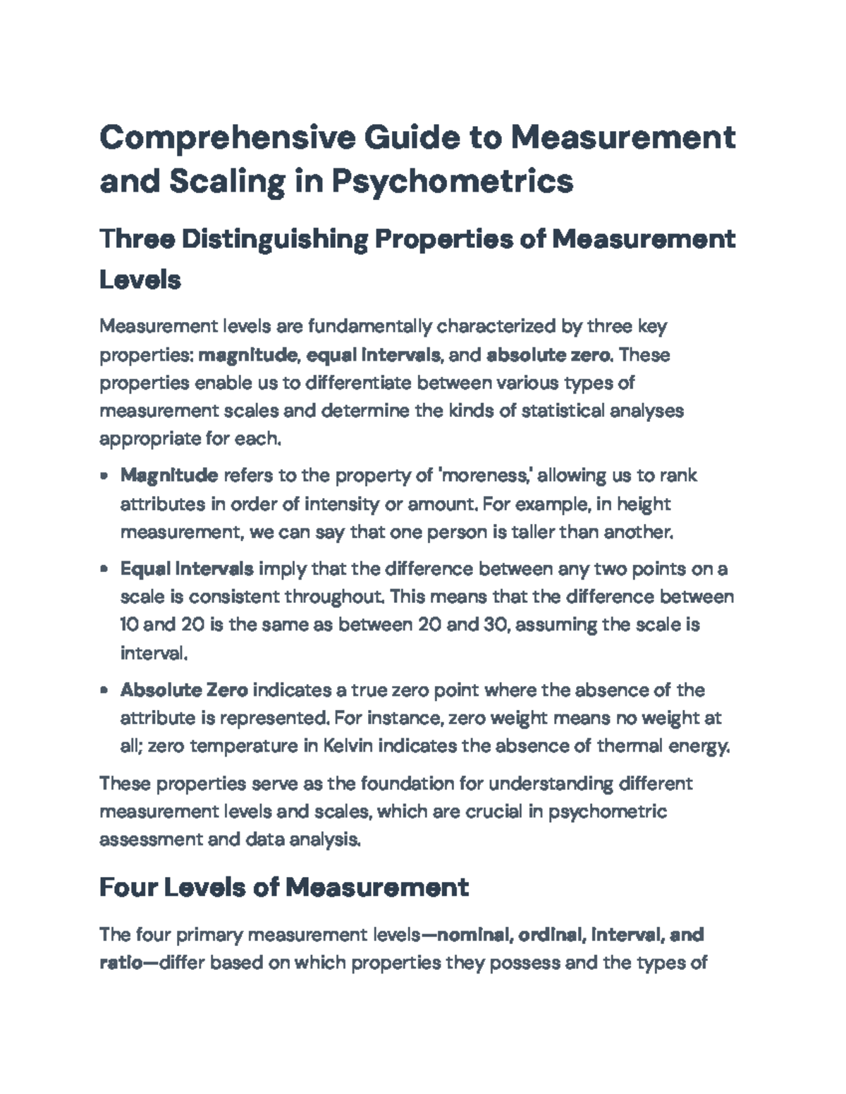 Comprehensive Guide to Measurement Levels & Scaling in Psychometrics ...