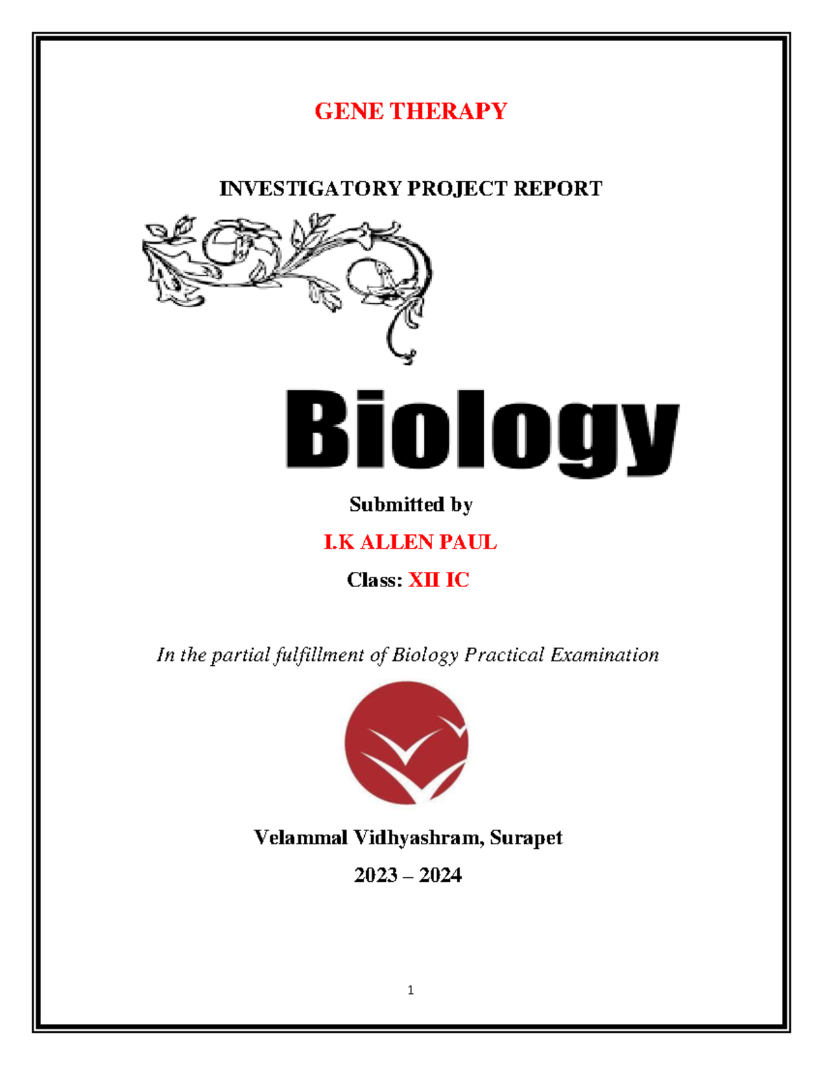Gene Therapy Investigatory Project Report - XII IC - Studocu