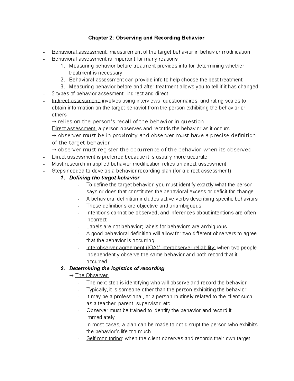Chapter 2: Observing and Recording Behavior in Behavior Modification ...