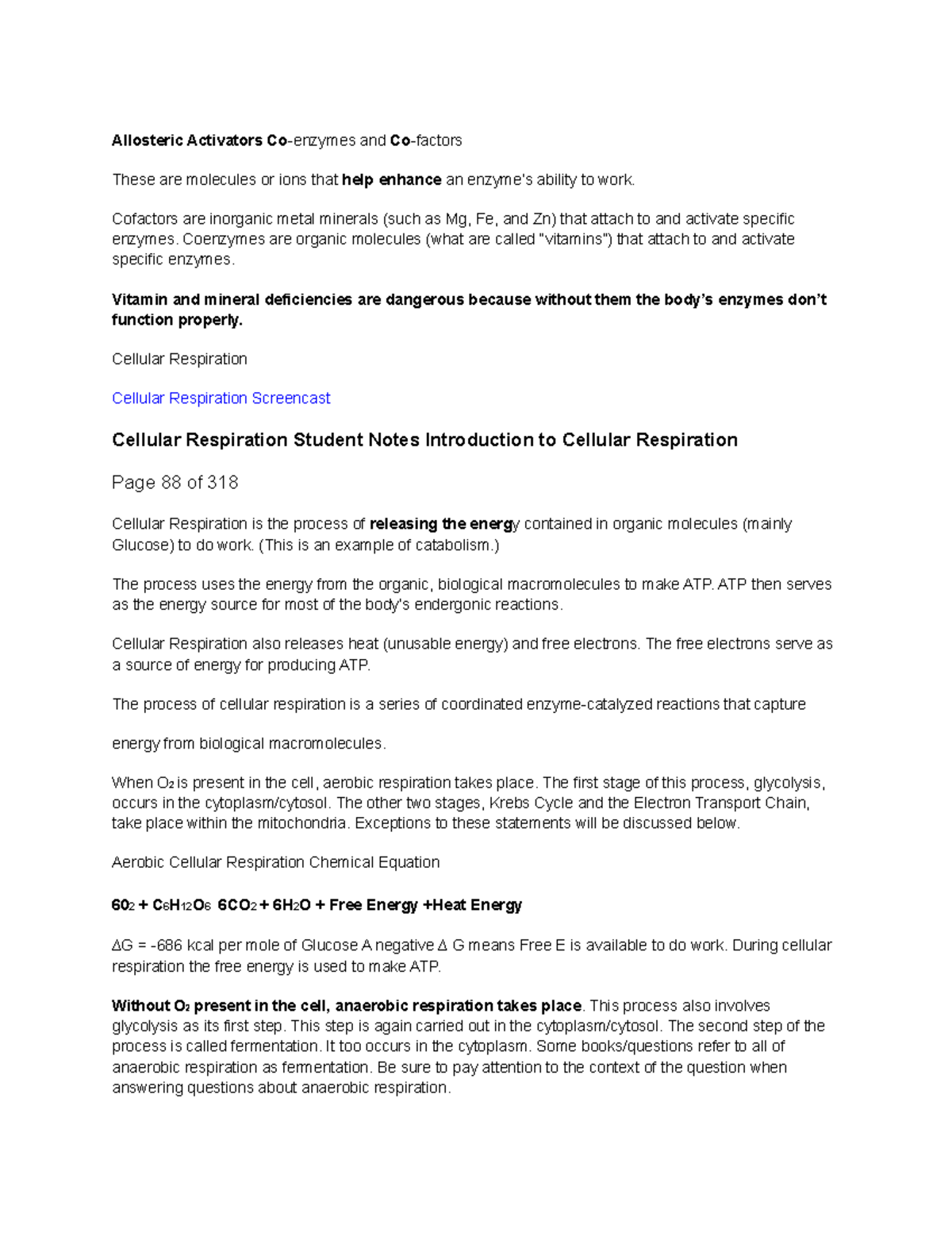 AP Bio Unit Notes: Allosteric Activators & Cellular Respiration - Studocu