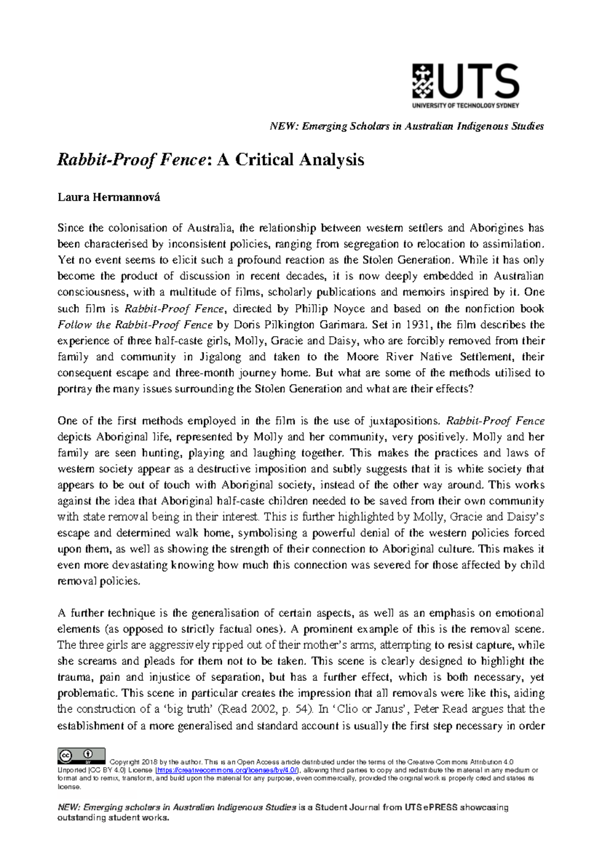 Rabbit-Proof Fence: A Critical Analysis of Indigenous Displacement ...