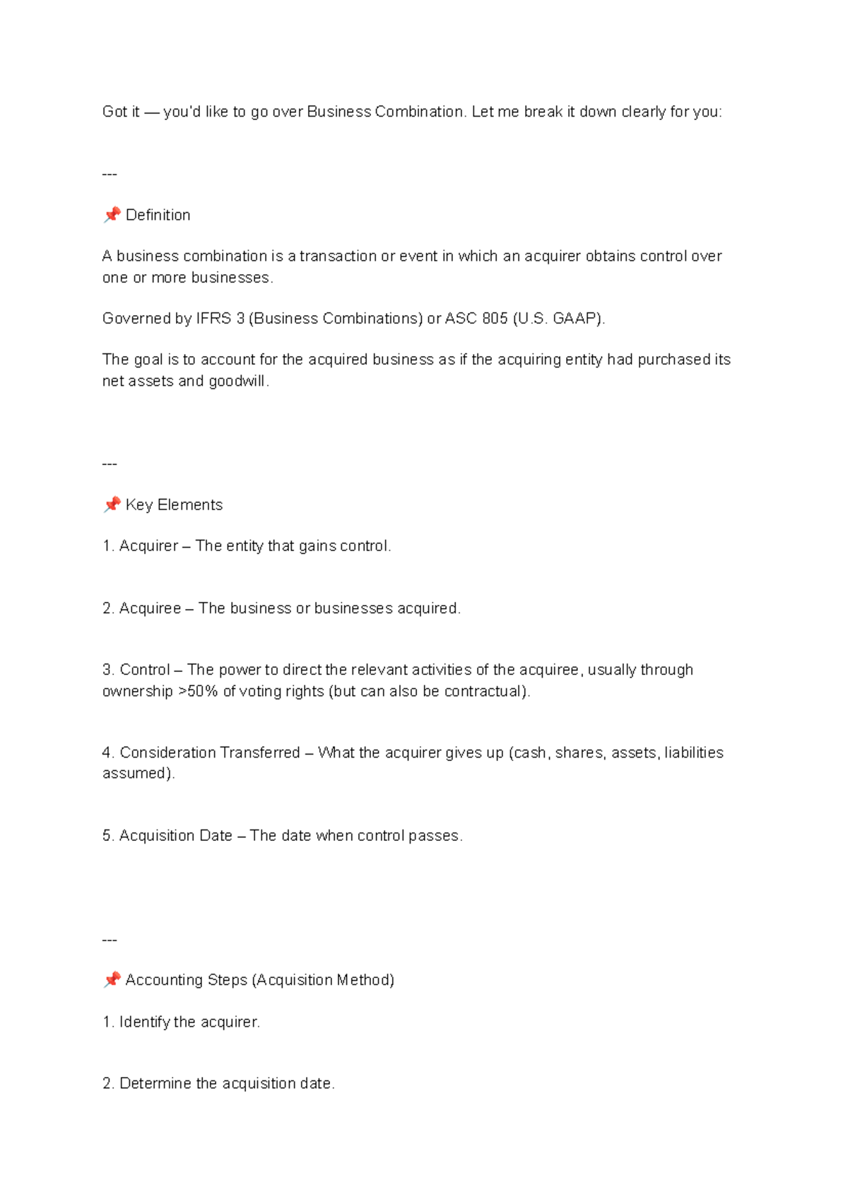 Buscom - Understanding Business Combinations: Key Concepts & Steps - Studocu