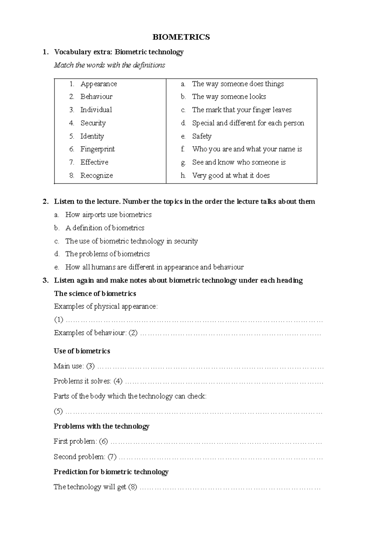 BIOL 101: Biometrics Vocabulary & Lecture Notes for Students - Studocu