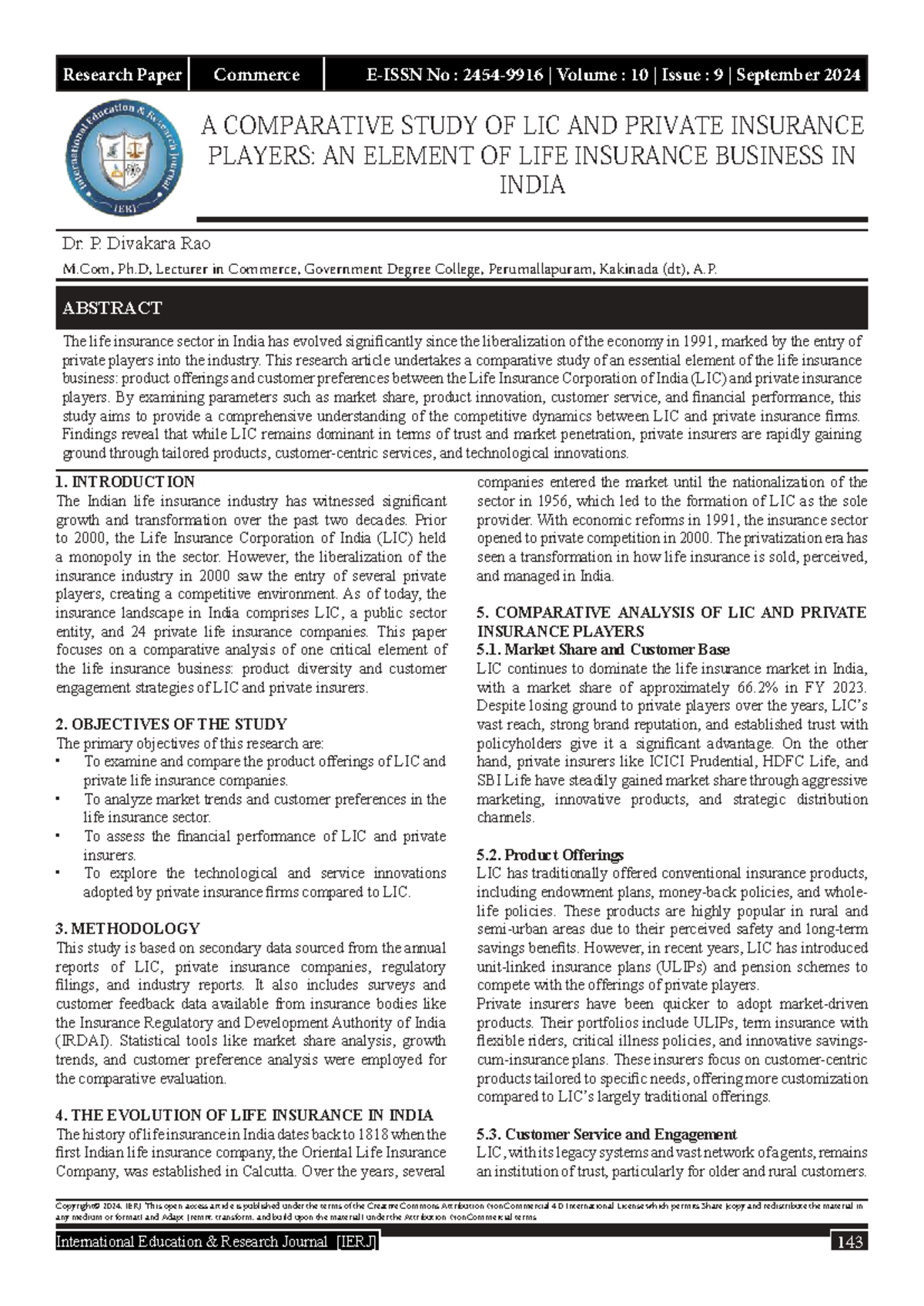 Comparative Study of LIC vs Private Insurers in Life Insurance Business ...