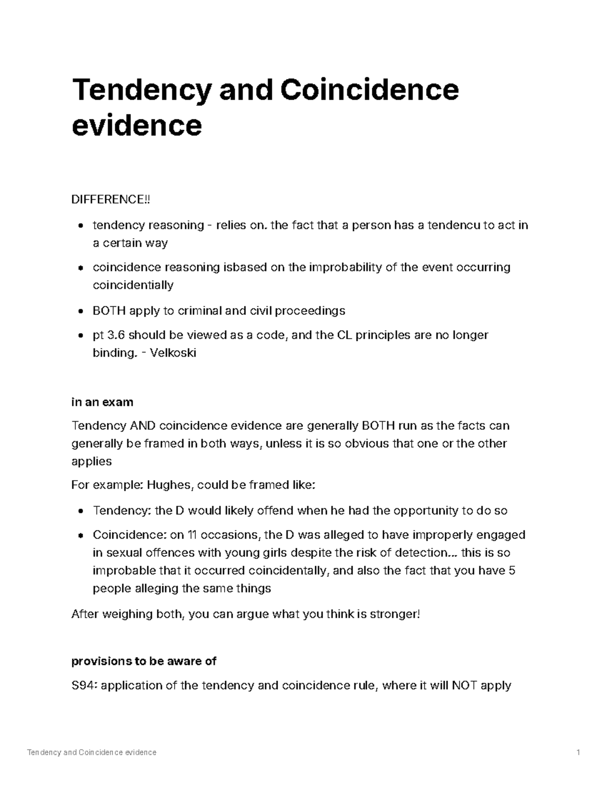 Tendency and Coincidence Evidence: Key Principles and Case Analysis ...