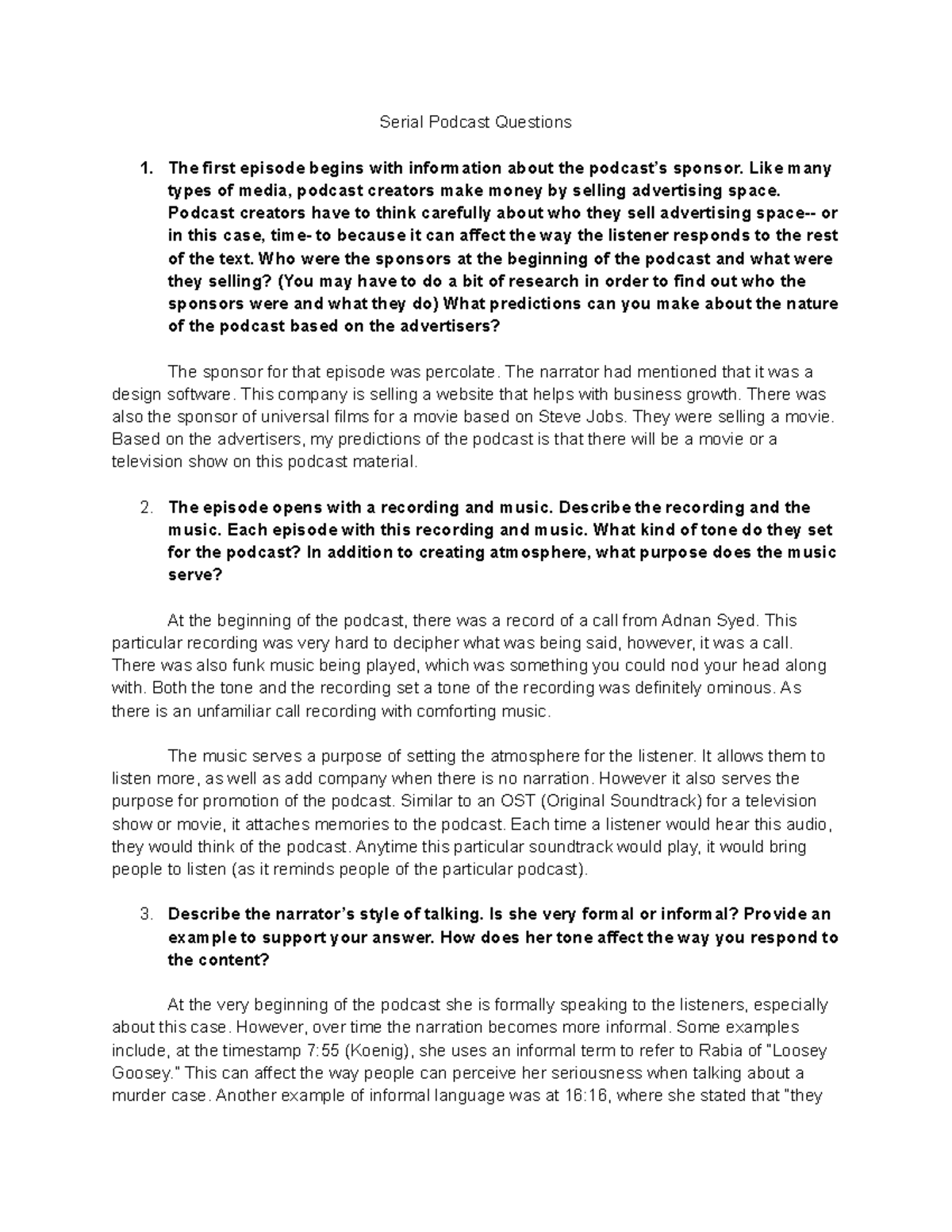 D10 U2A1 - Analysis of Sponsorship and Narrative in Serial Podcast ...