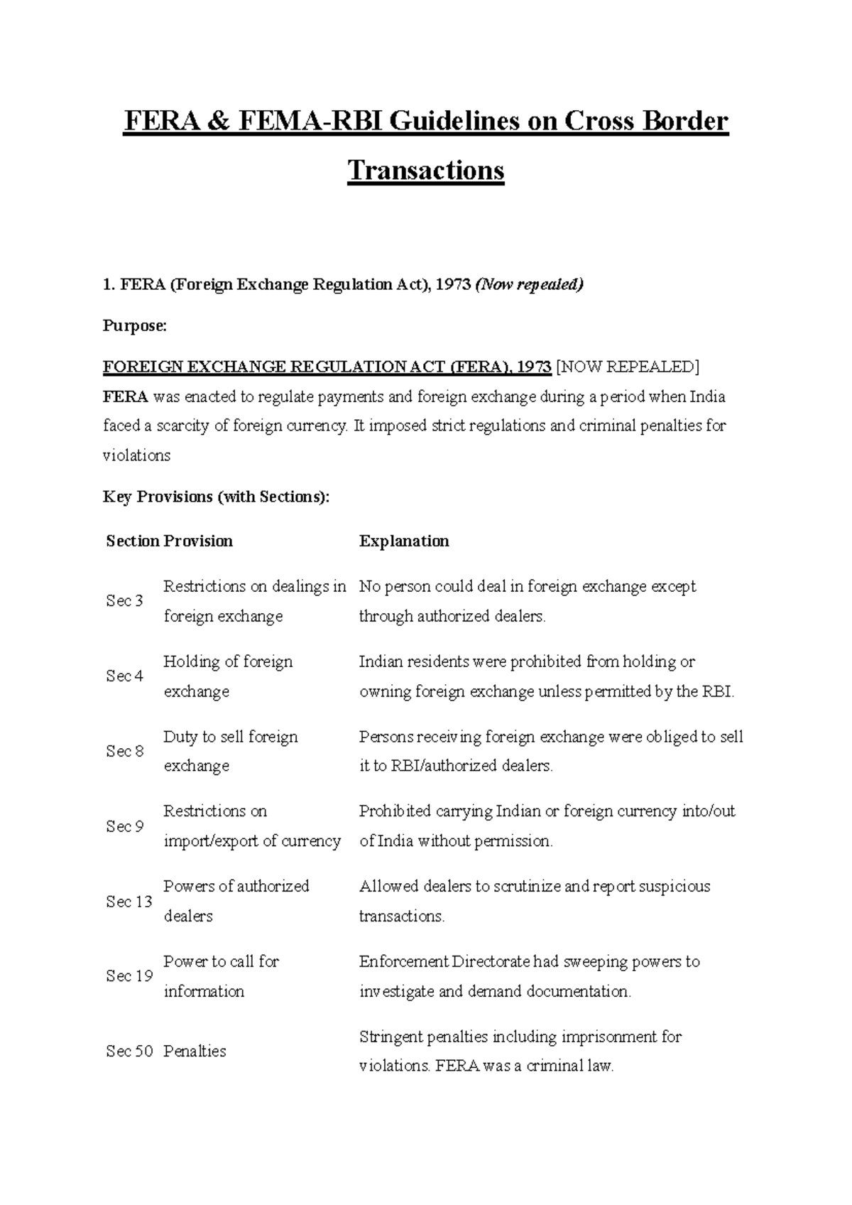FERA & FEMA Guidelines on Cross Border Transactions and FDI Regulations ...