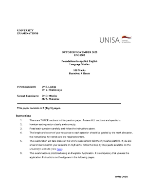 [Solved] Question 4 - Foundations in English Language Studies (ENG1502 ...