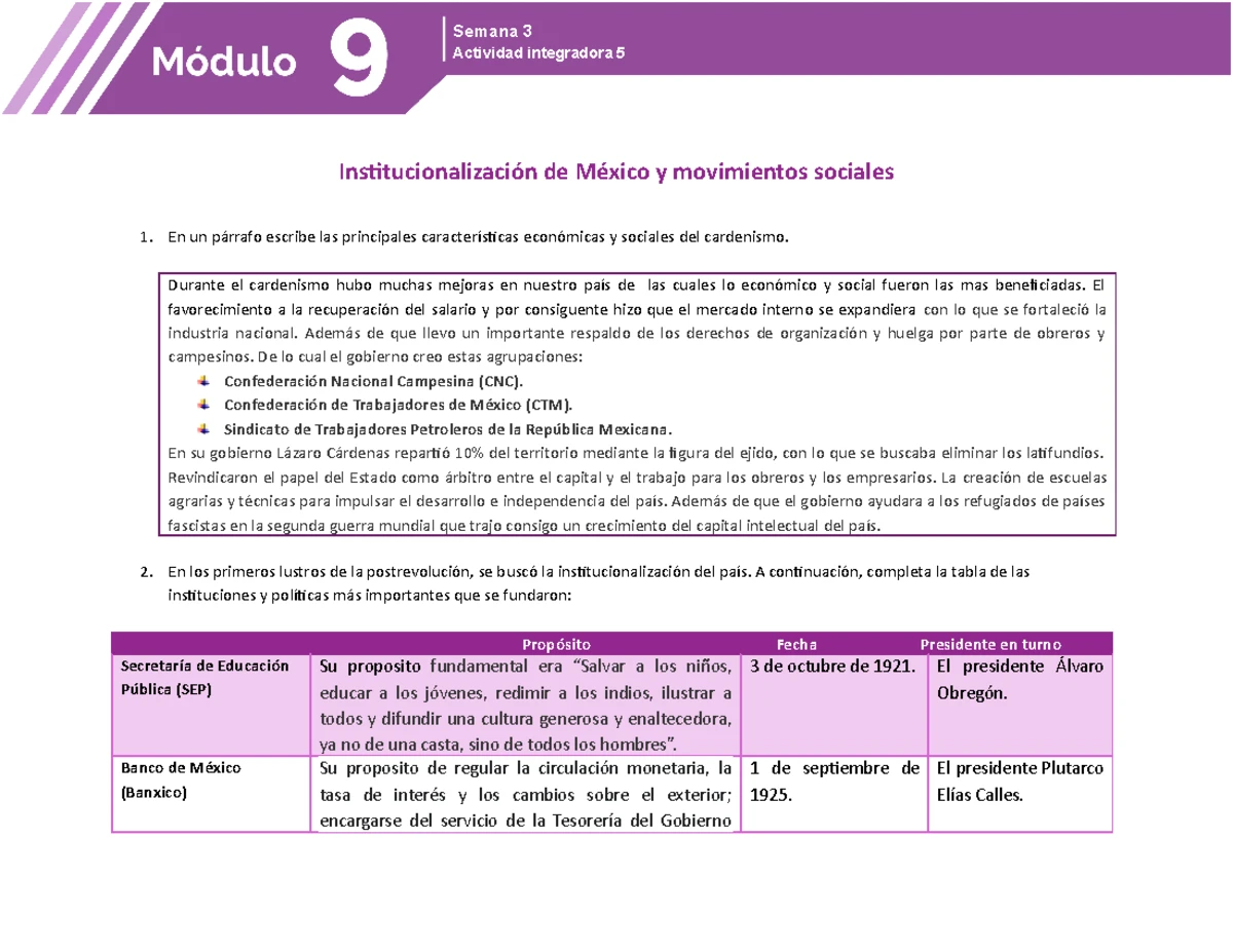 modulo 9. actividad integradora 4. sesión 2. - La Revolución: causas y ...
