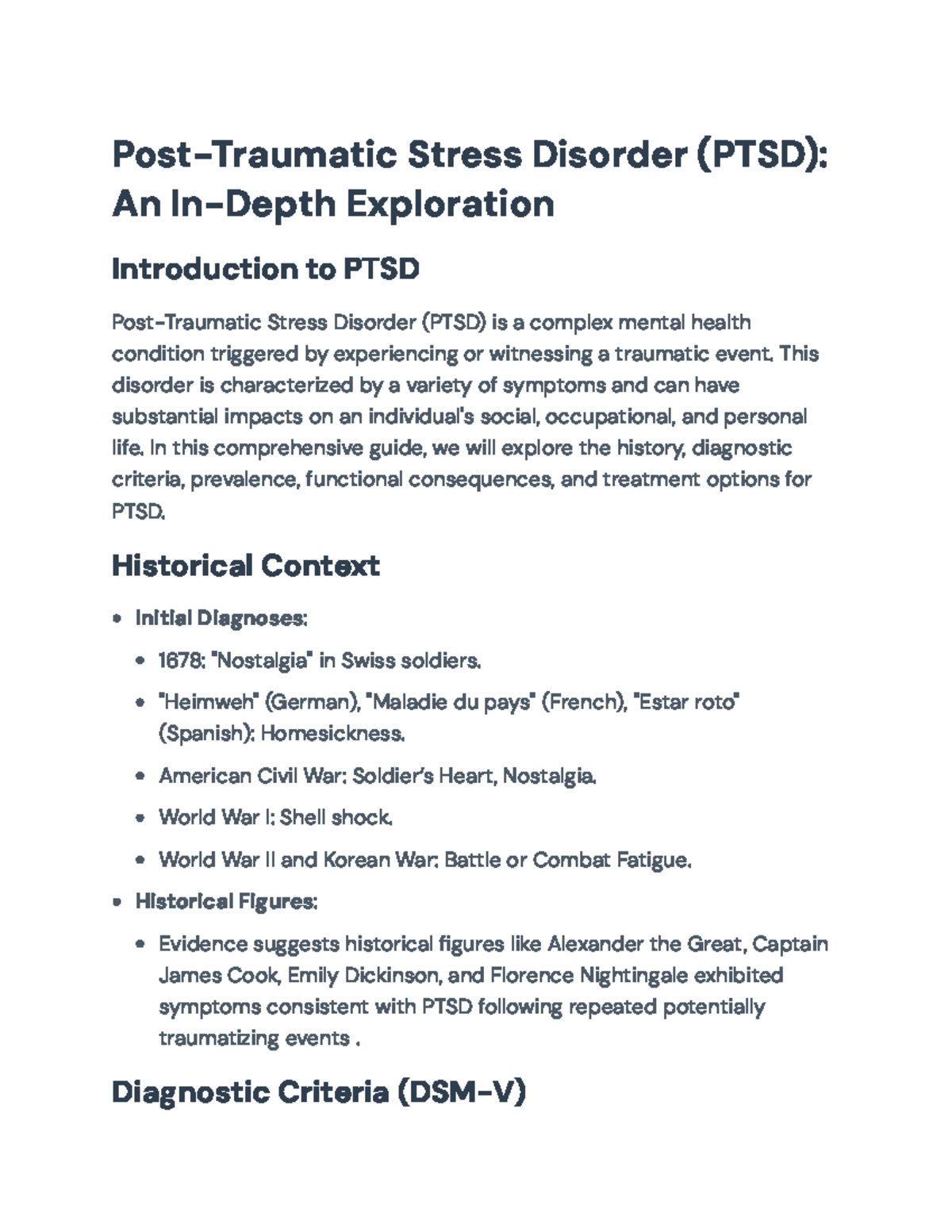 Post-Traumatic Stress Disorder (PTSD): An In-Depth Guide (Course Code ...