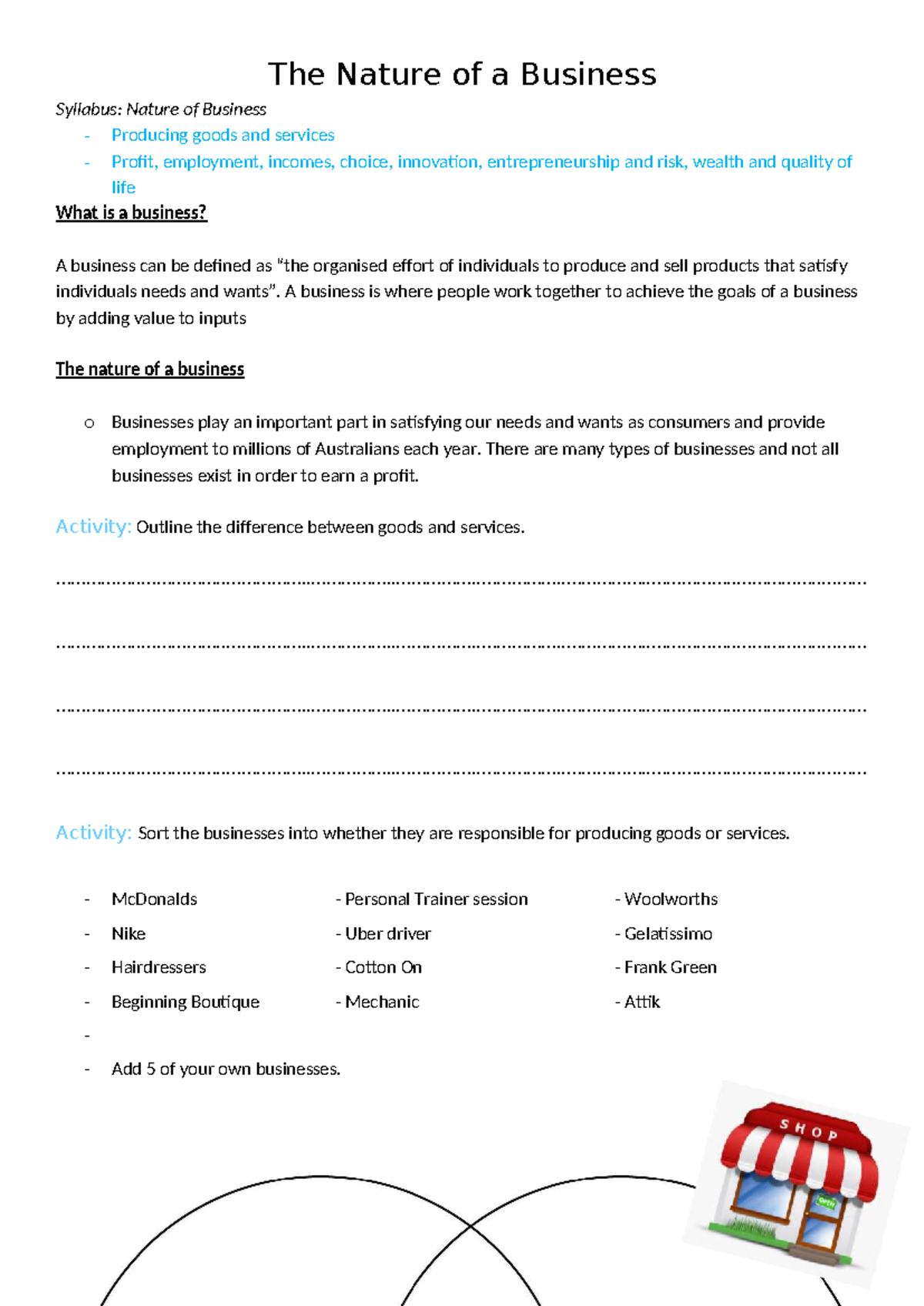 Nature of Business Syllabus: Key Concepts & Activities - Studocu