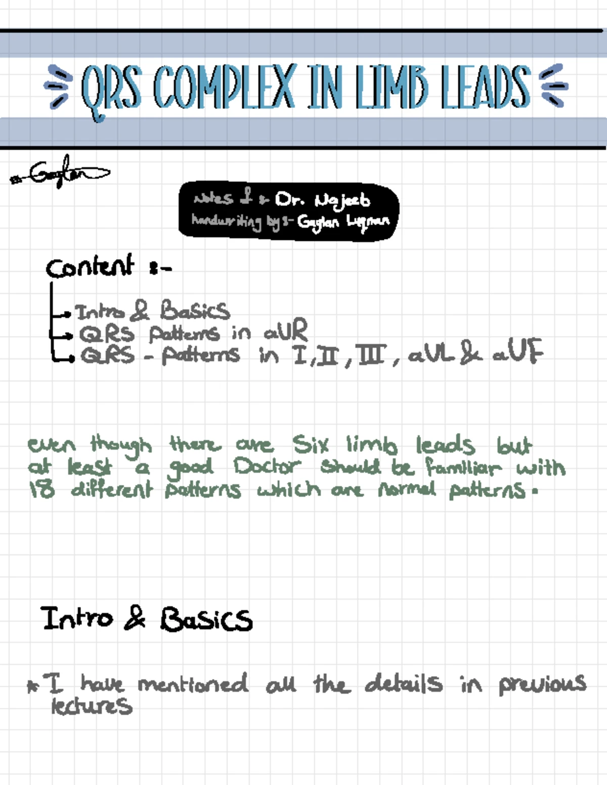 QRS Complex Analysis in Chest Leads - Med 101 Lecture Notes - Studocu