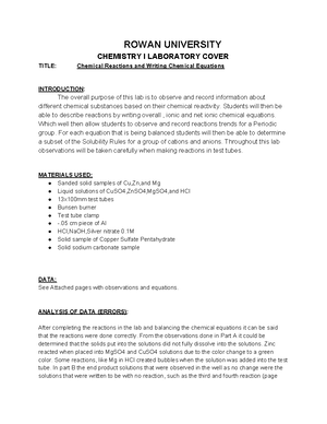 Chemistry 2 Final Equations Provided on ACS Exm - 03484 ABBREVIATIONS ...