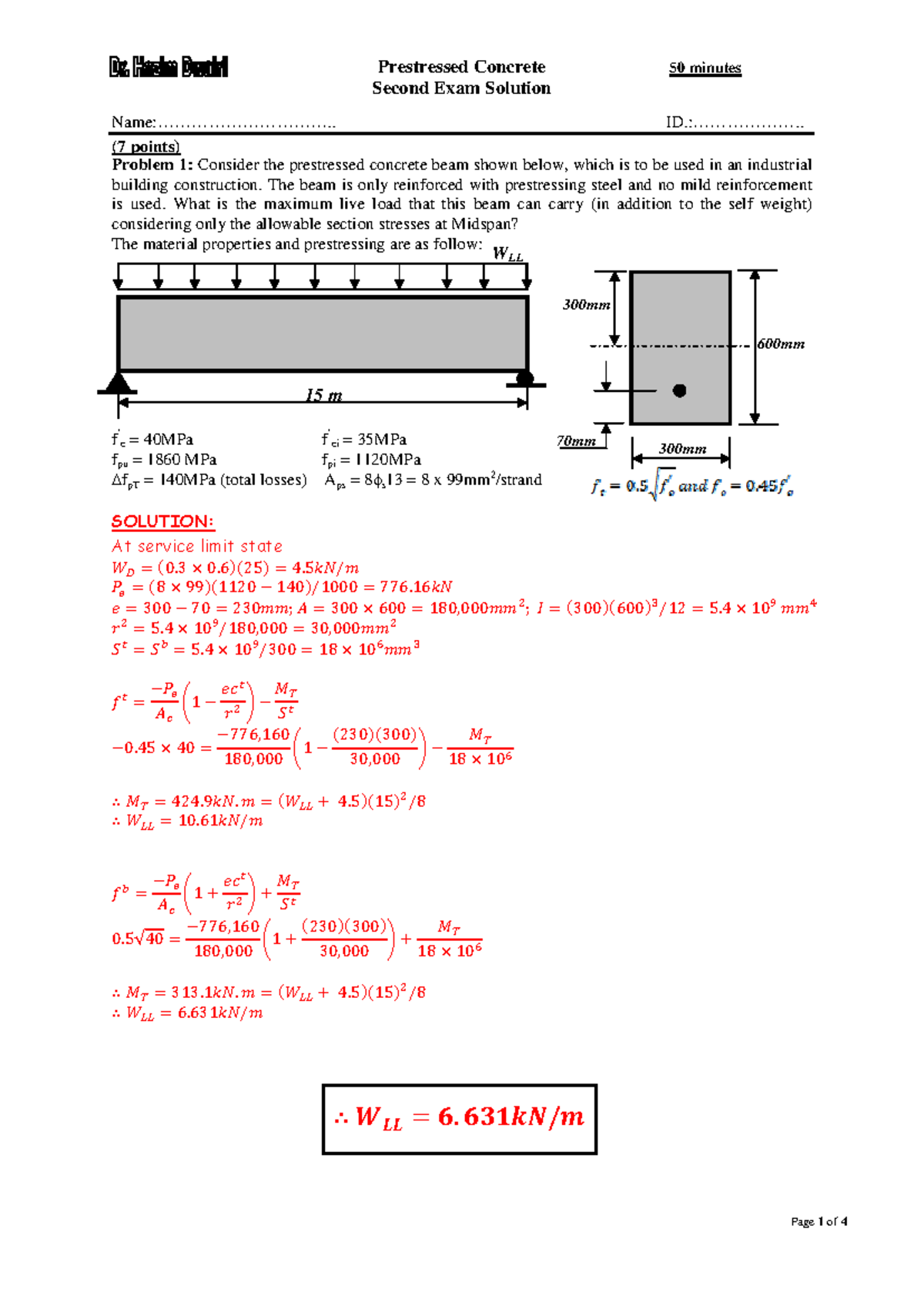 118035733 Prestressed Concrete Second Exam Solutions and Examples - Studocu