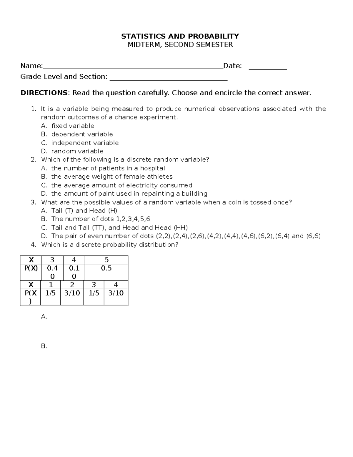 STAT 102 Midterm Questionnaire: Statistics & Probability Questions - Studocu