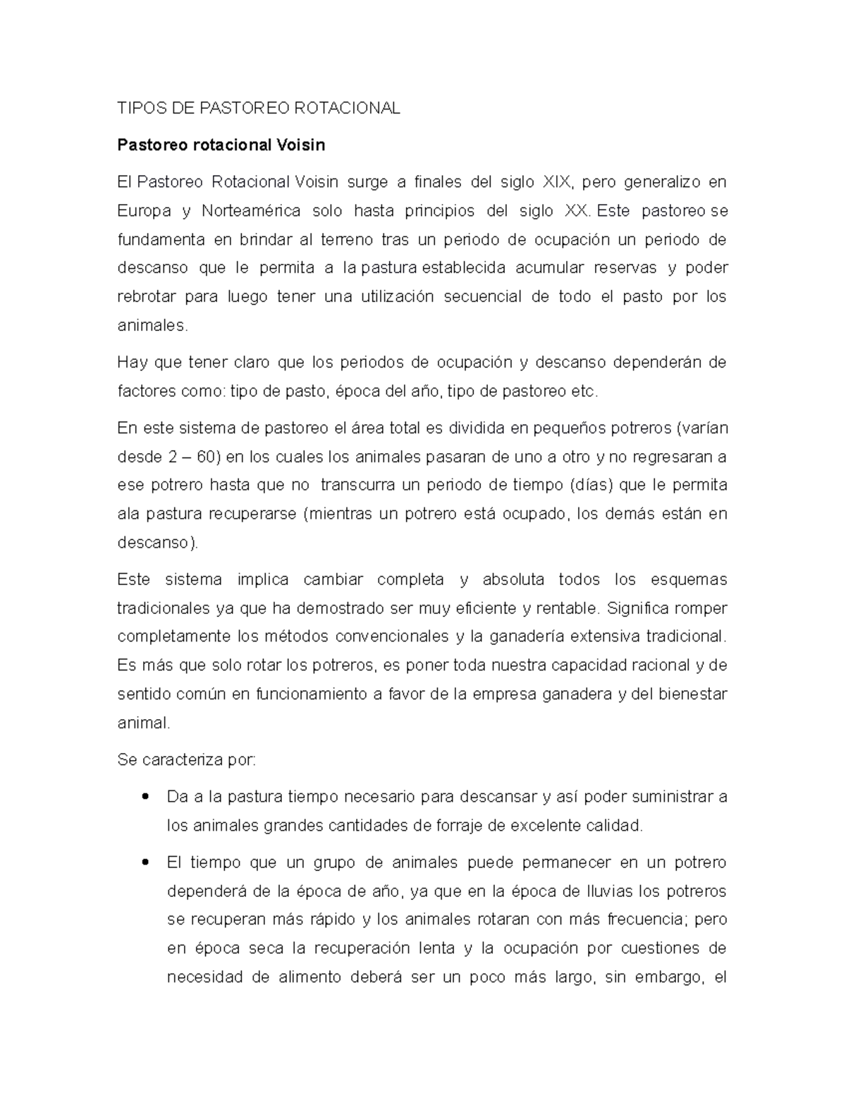Tipos de Pastoreo Rotacional: Eficiencia y Métodos Avanzados - Studocu