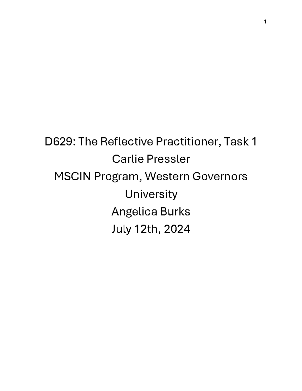 D629 - GFN1 - Task 1 Reflection: Strategies & Growth in Math Education ...