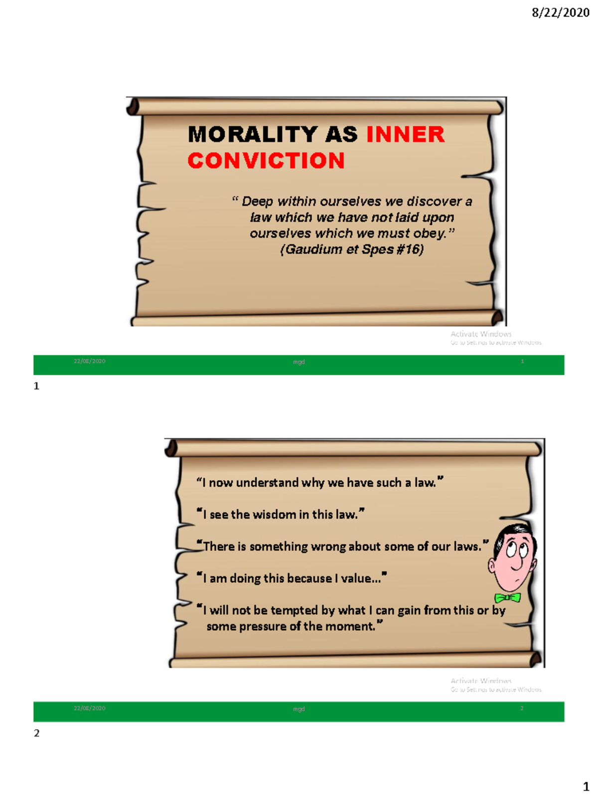 MORALITY AND CONSCIENCE: INNER CONVICTION IN VOCATION (MGD 1-10) - Studocu
