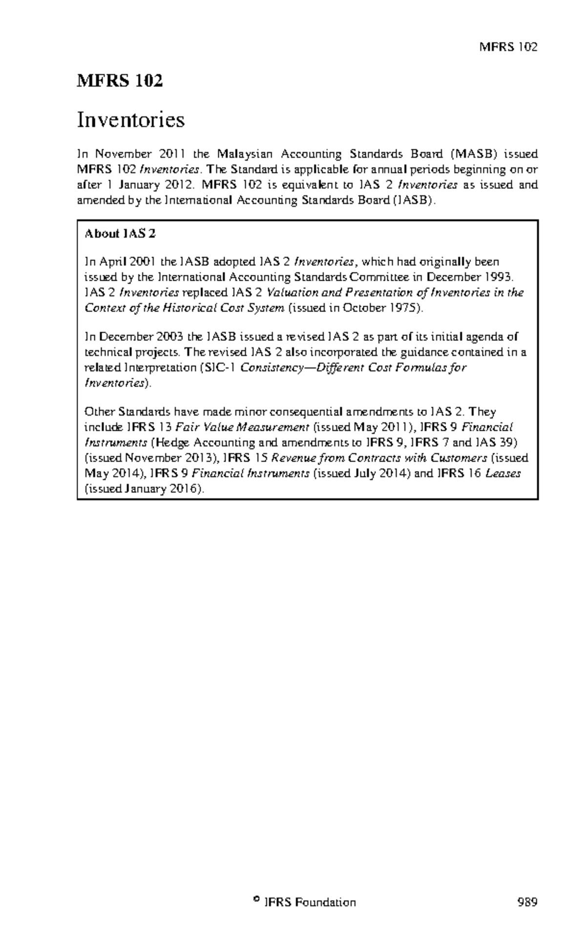 MFRS 102: Comprehensive Overview of Inventories Standard - Studocu