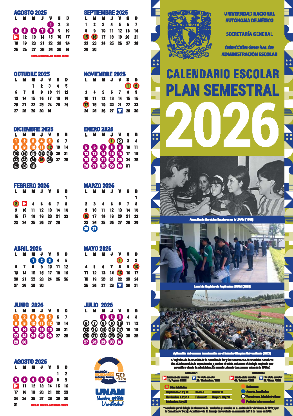Calendario Escolar UNAM 2025-2026: Plan Semestral y Fechas Clave - Studocu