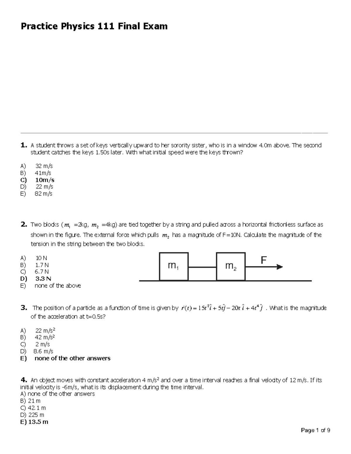 Phys111 Final Exam - Practice Problems & Solutions - Studocu