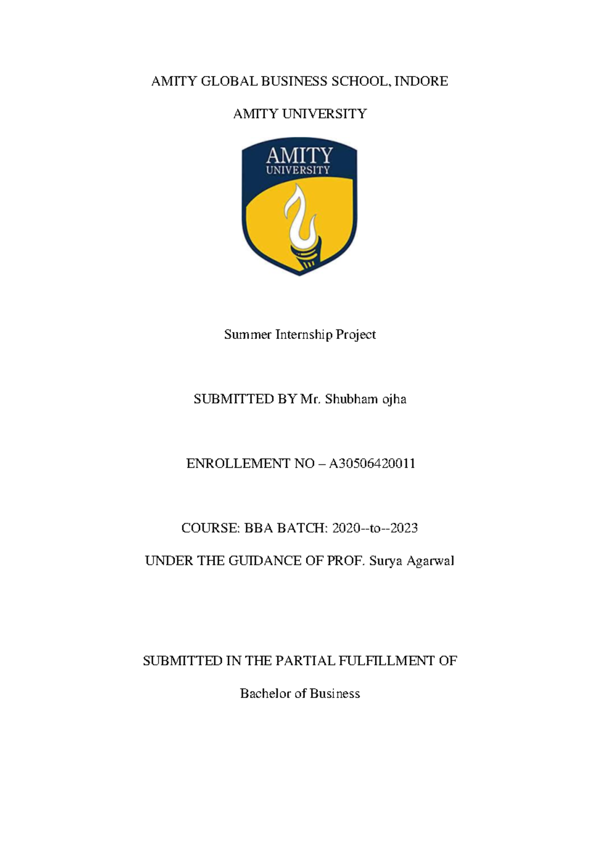 BBA Summer Internship Project Report: Insights from Arihant Capital ...