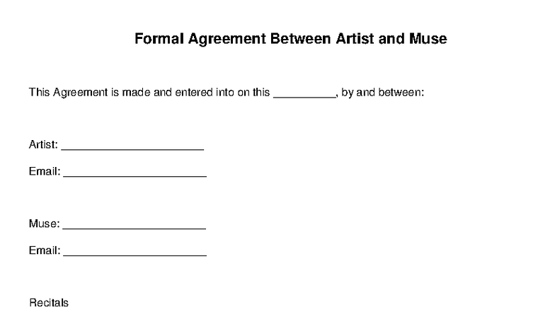 Artwork Contract: Formal Agreement Between Artist & Muse - Studocu
