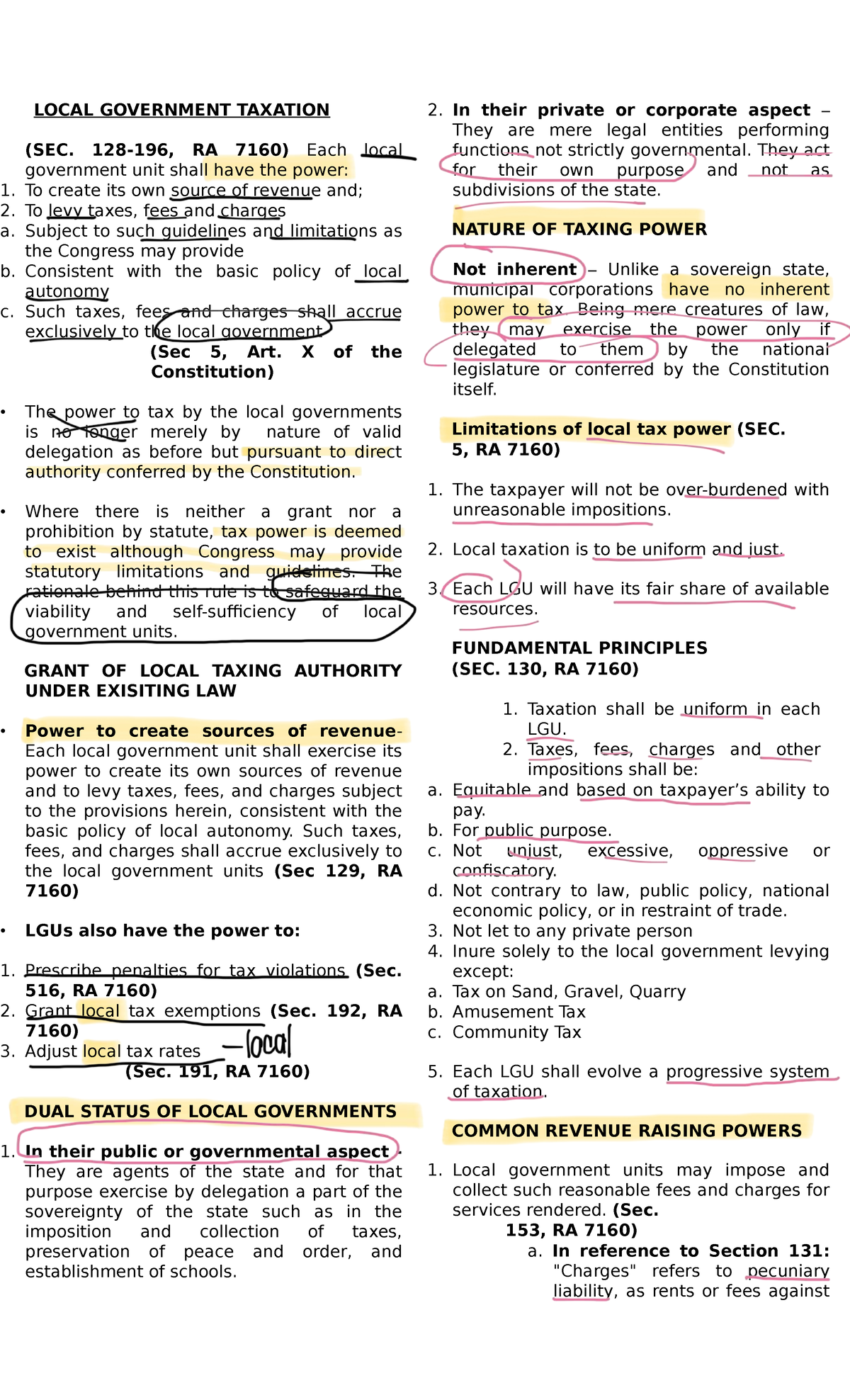 LOCAL GOVERNMENT TAXATION UNDER RA 7160: Powers & Limitations - Studocu