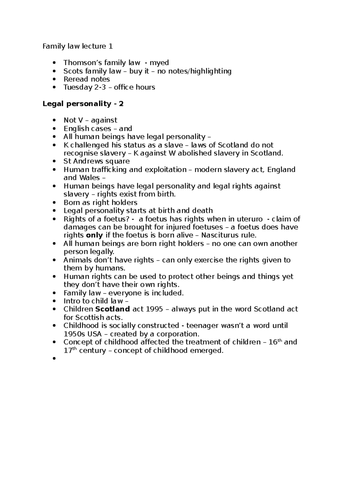 Family Law Lecture 1: Legal Personality & Human Rights in Scotland ...